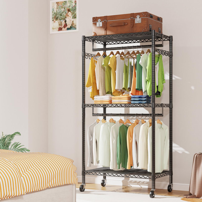 Rebrilliant 80.7" H X 23.6" W Rolling Clothes Racks & Garment Racks ...