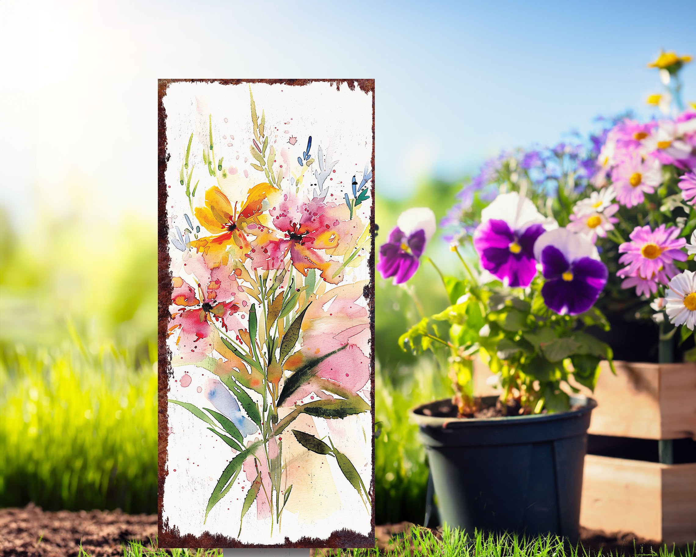 Winston Porter 26in Spring Garden Stake | Watercolor Fireweed Floral ...