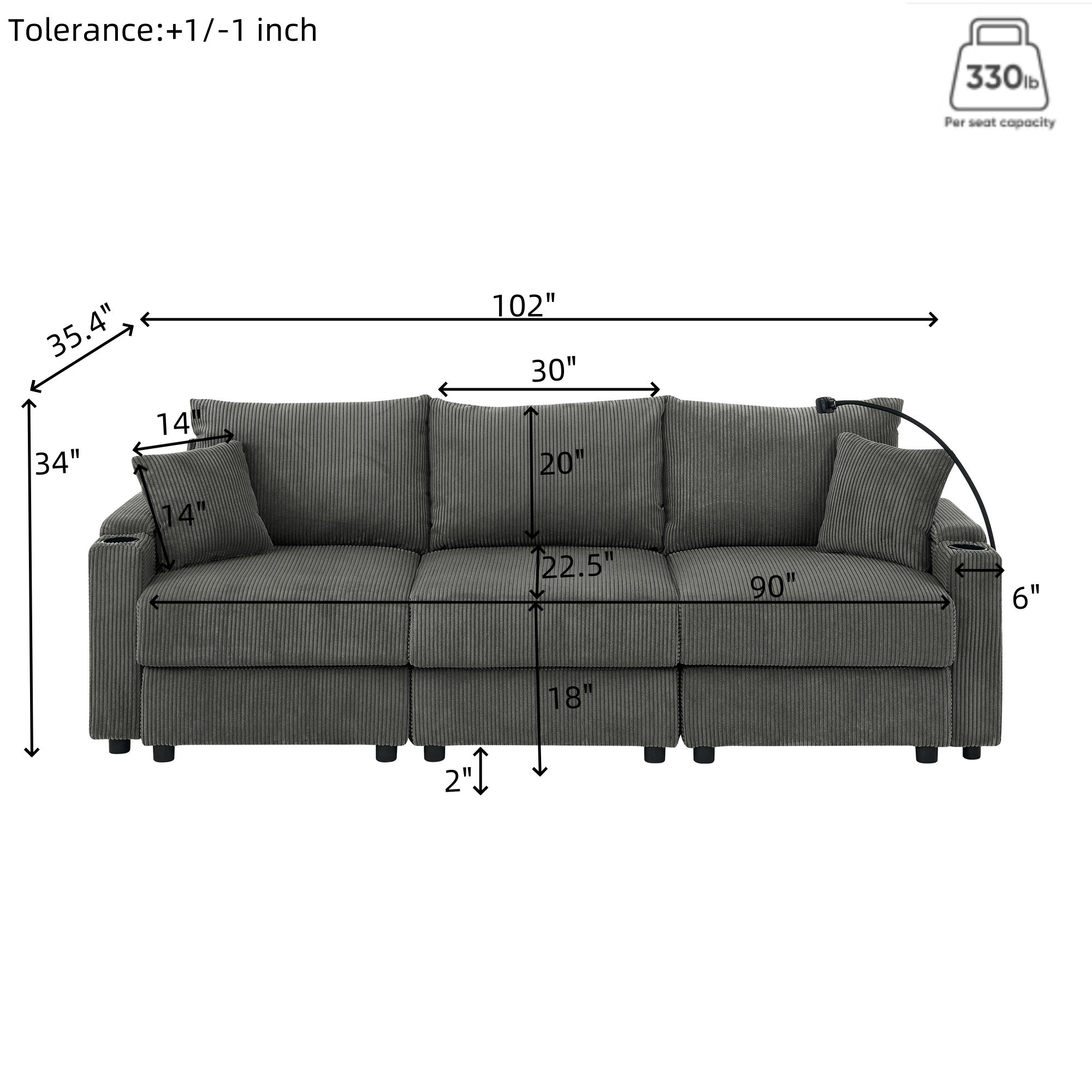 Ebern Designs Anthony Modern Corduroy Sectional Sofa | Wayfair