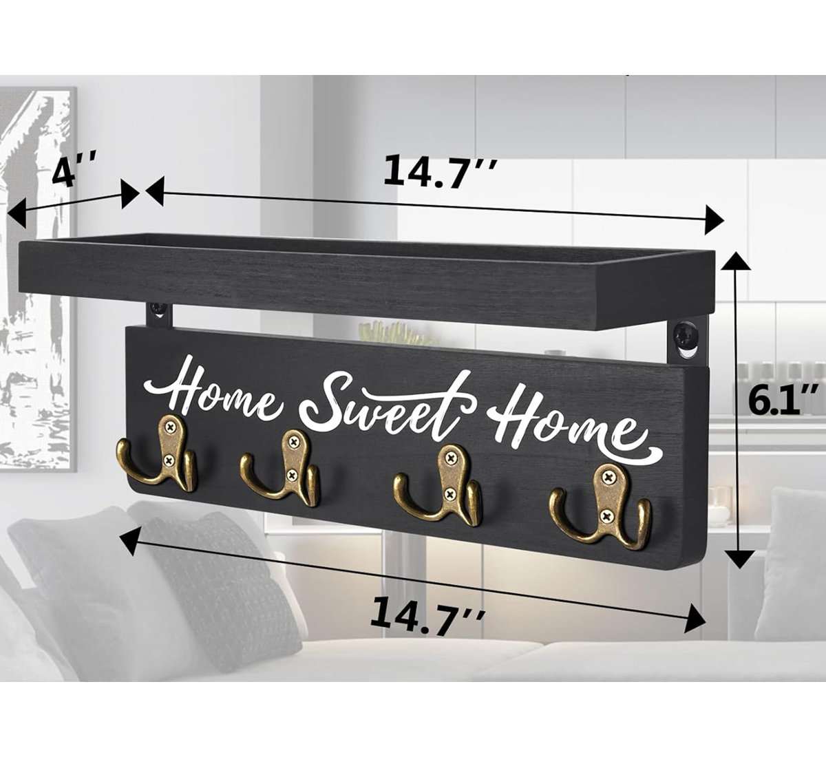 August Grove® Key Holder For Wall Decorative, Rustic Wooden Key Hanger ...