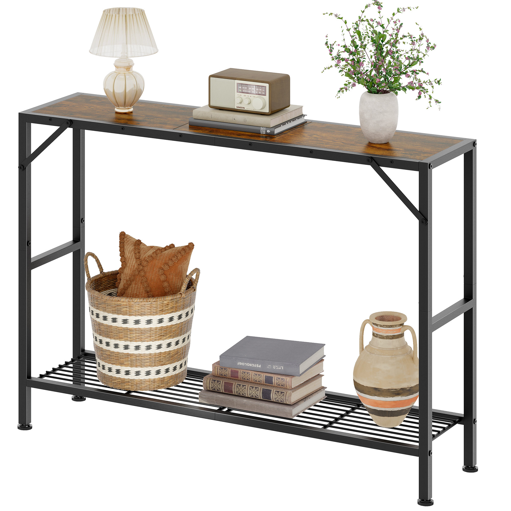 17 Stories Tamatha 41.7'' Console Table with Open Shelf Storage, Narrow ...