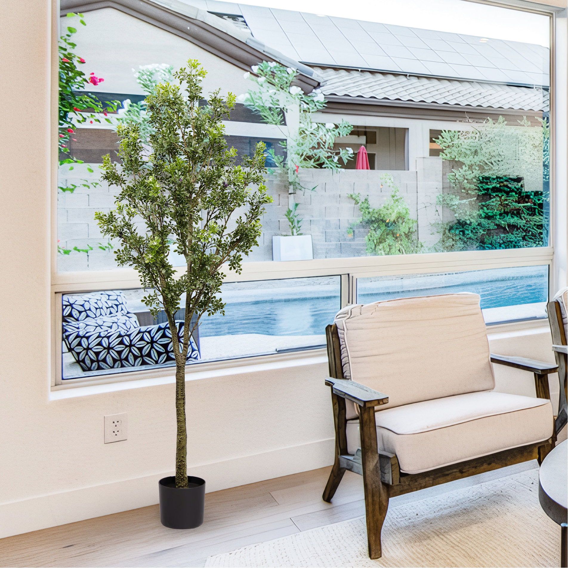 Latitude Run® Large Artificial Curved Plants For Simulated Courtyard ...