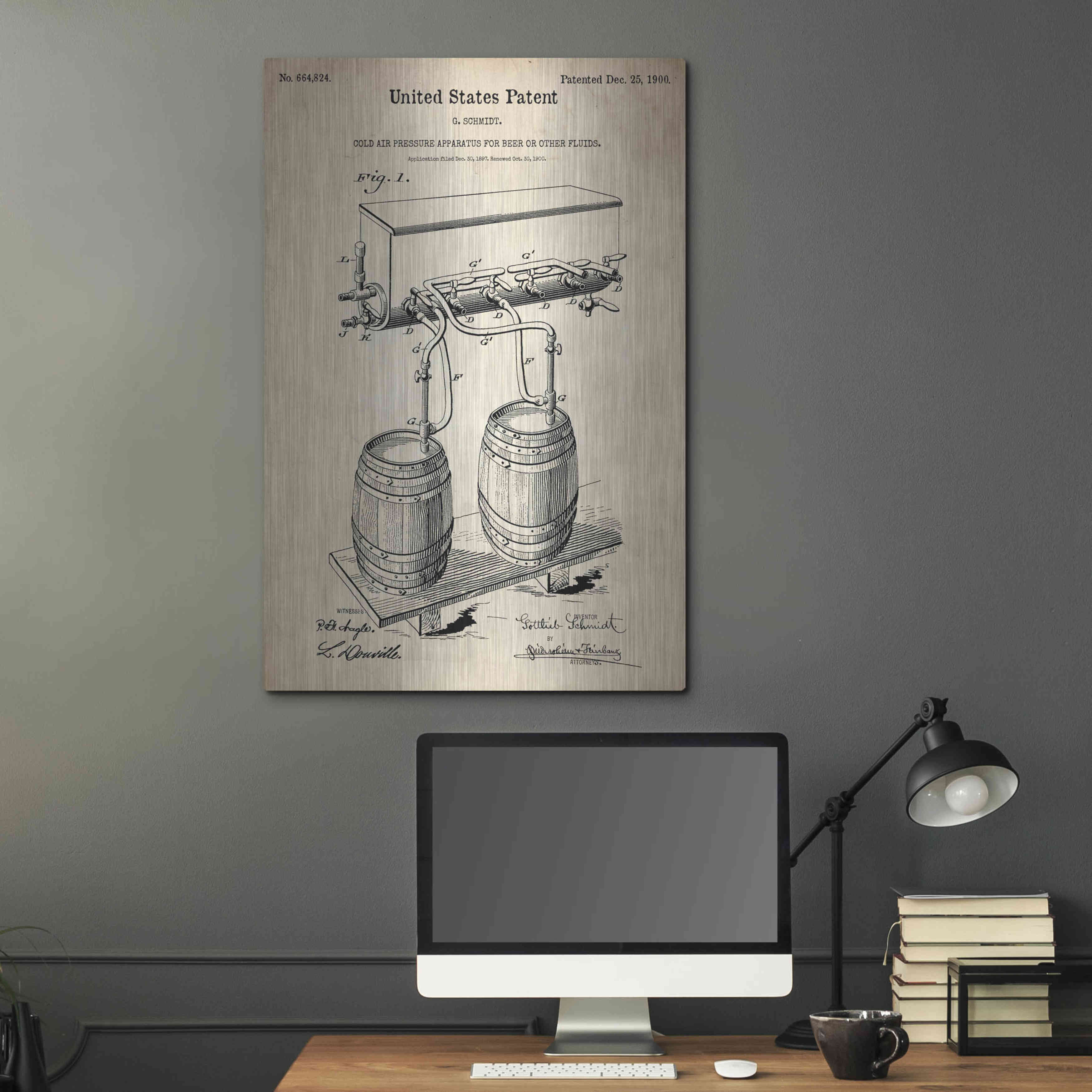 Williston Forge " Beer Barrel Vintage Patent Blueprint " by Luxe Metal ...
