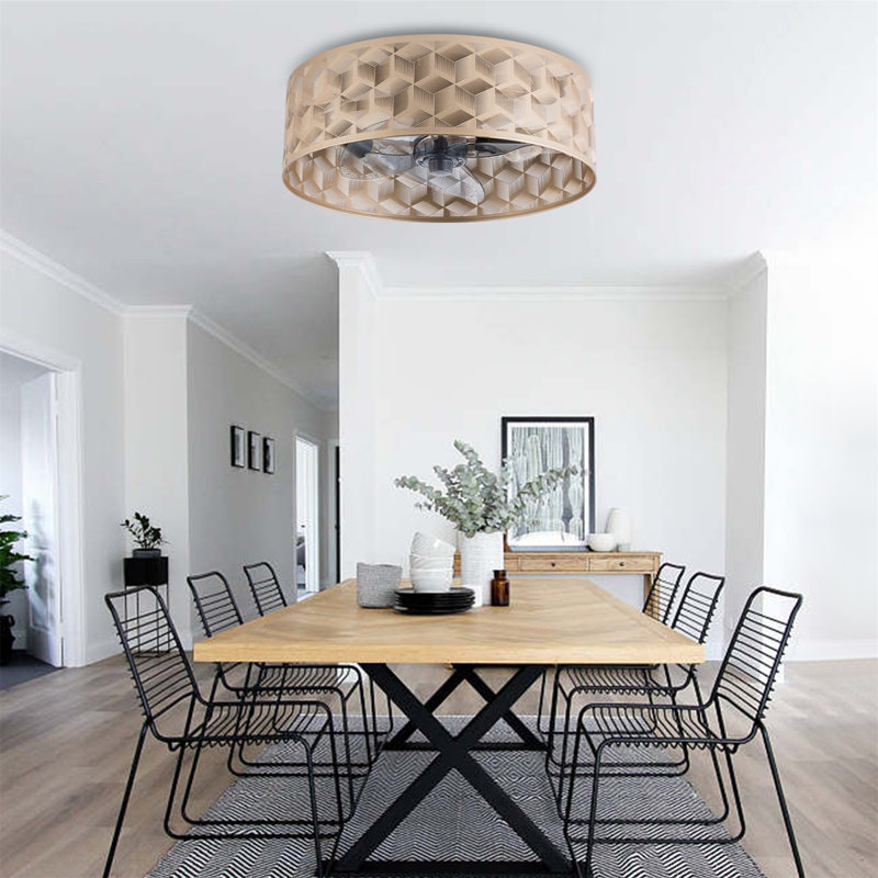 House of Hampton® Jaybin Low Profile Caged Ceiling Fan Light with ...