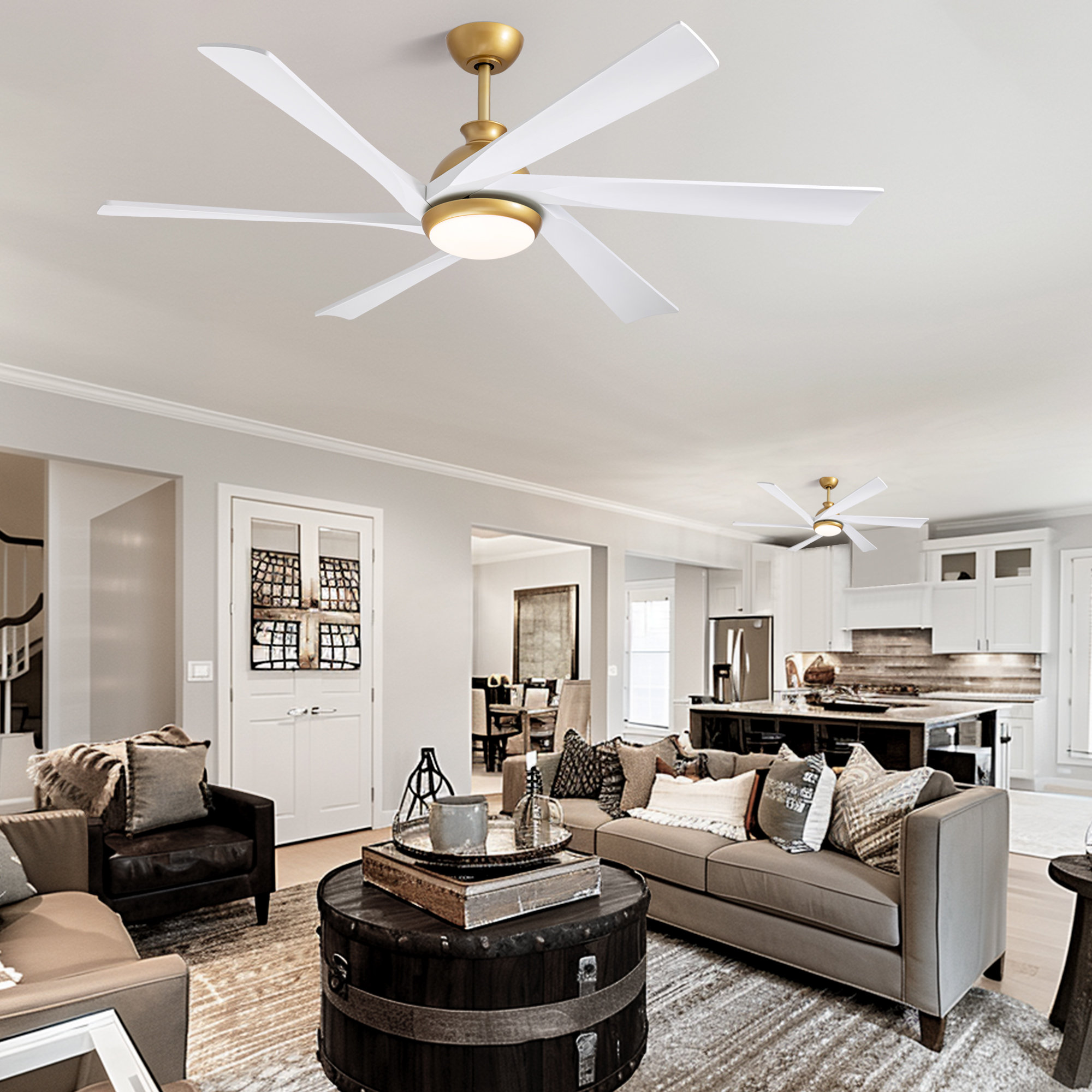 Mercer41 64" Ceiling Fan With LED Lights, Remote Control and Quiet ...
