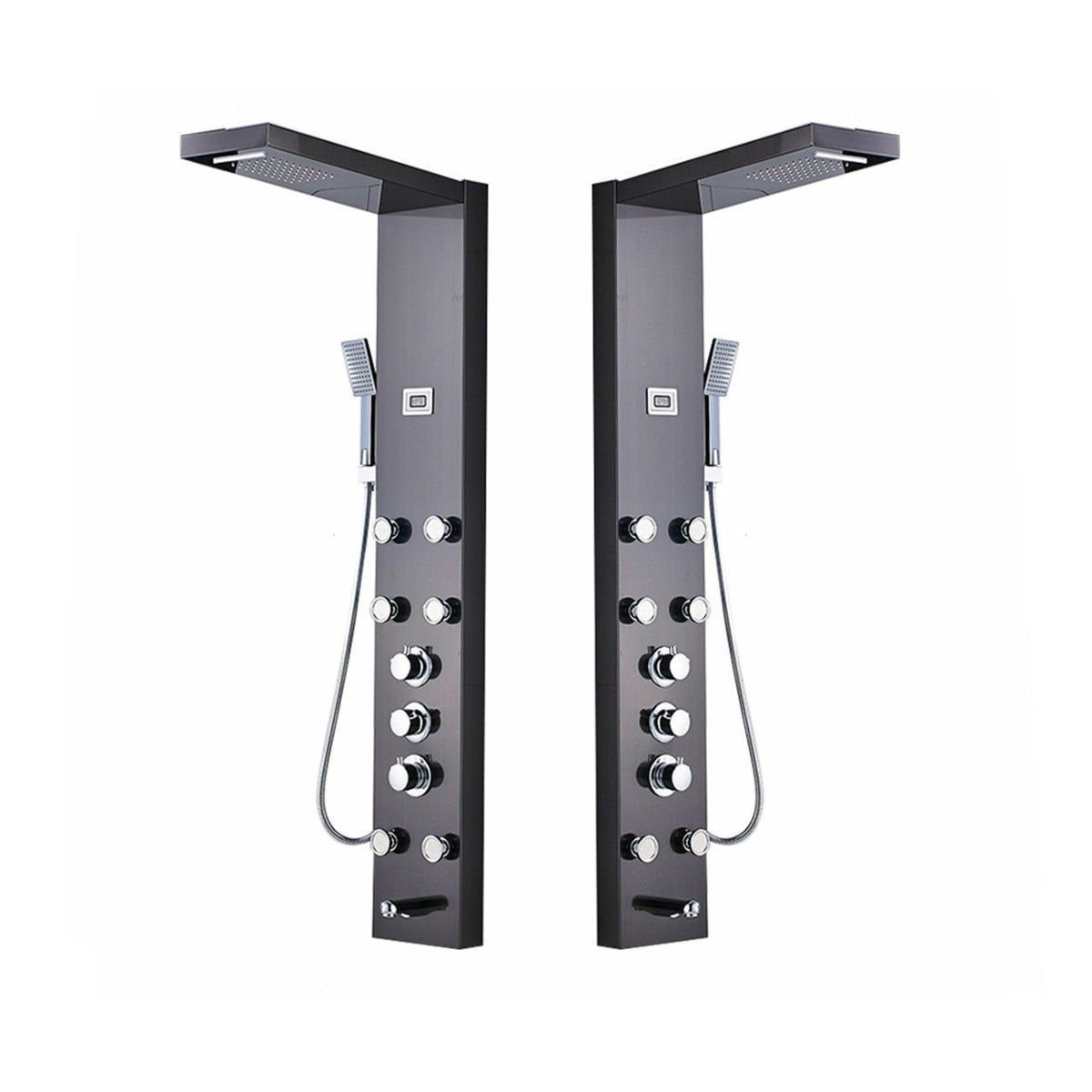 Augusts Matte Black Shower Panel With 6 Jets Shower Panel System With ...