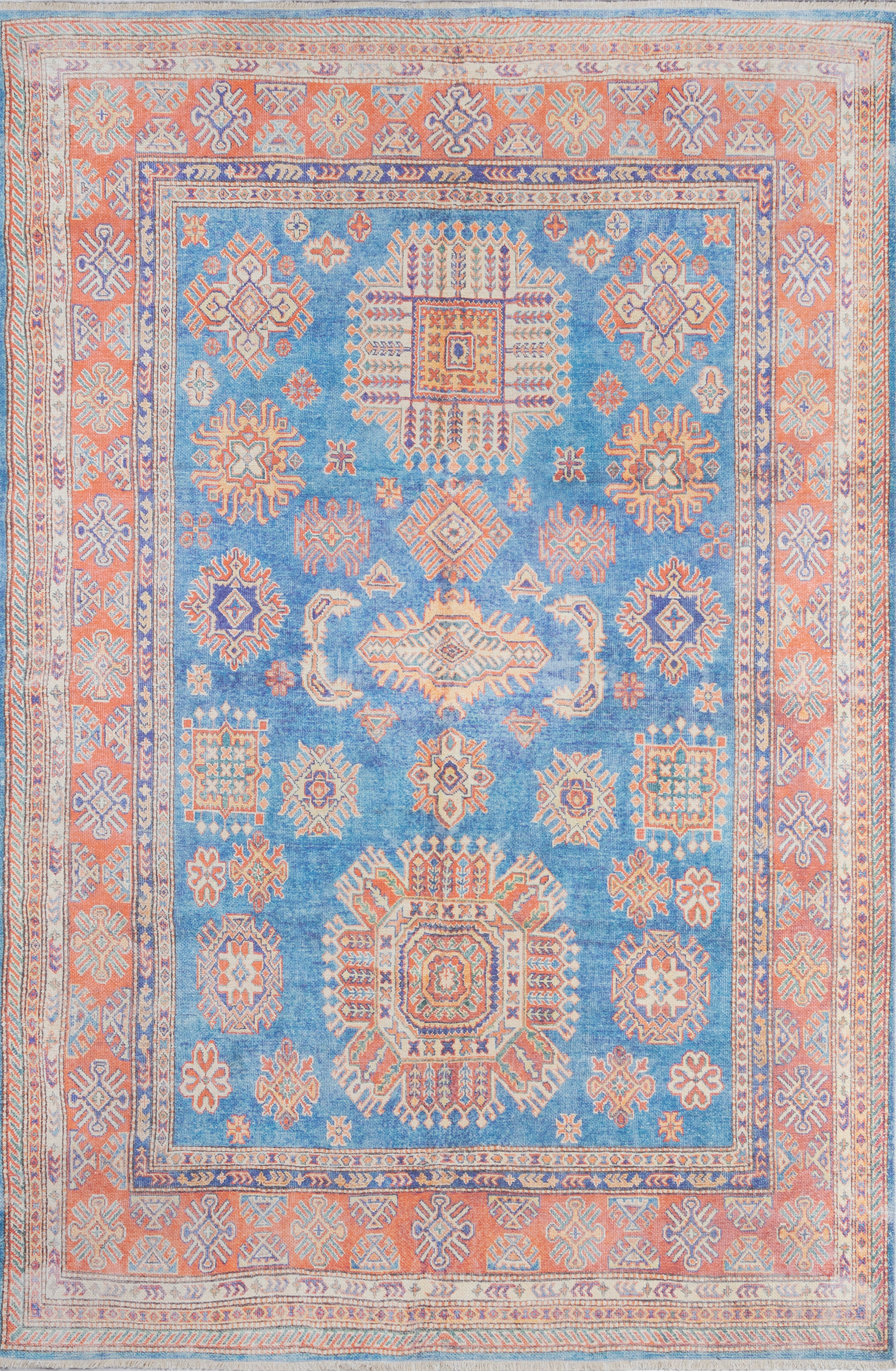 Joss & Main Lyona Floral Blue/Coral Area Rug & Reviews | Joss & Main