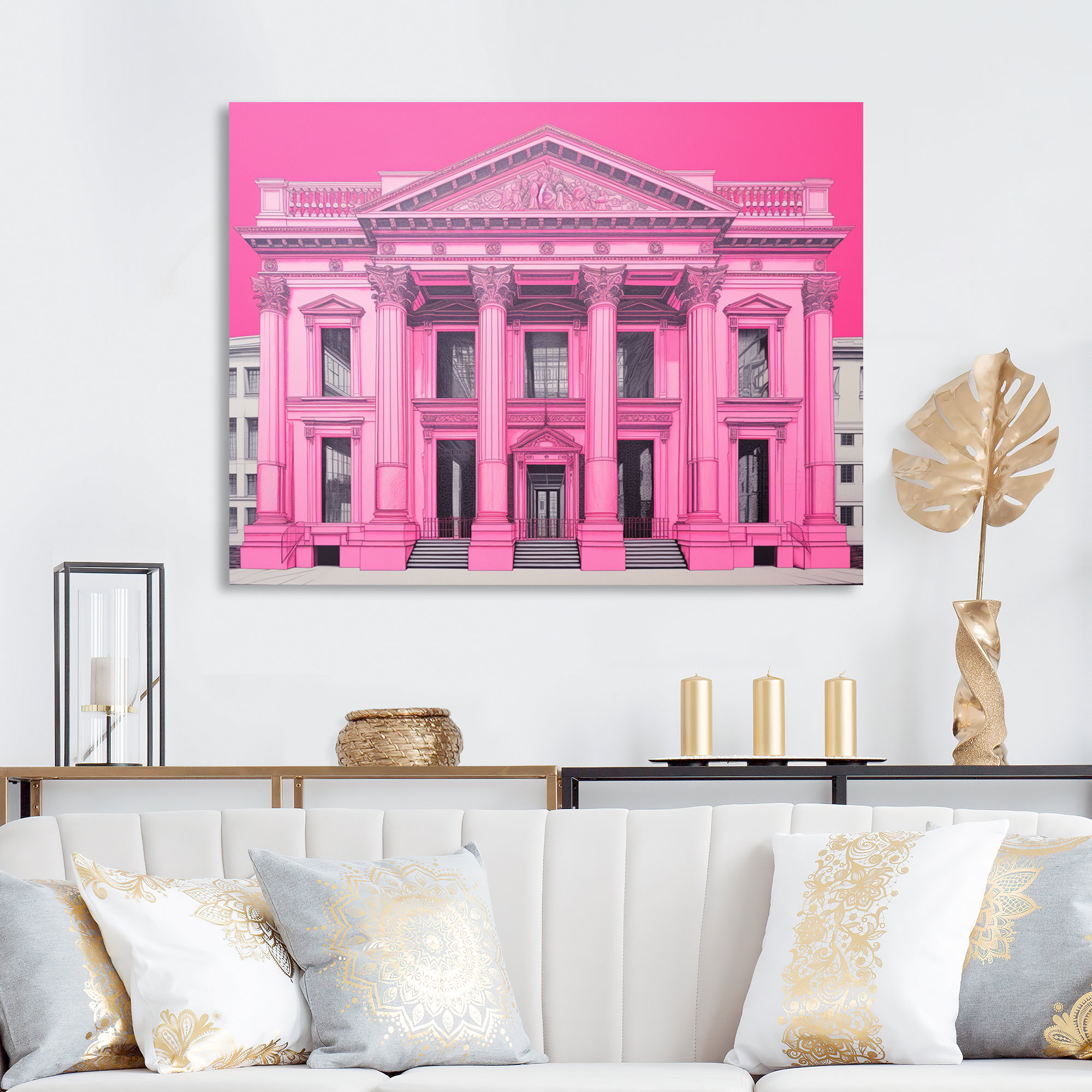 Winston Porter Pink Blueprint Of London Architecture - City London Wall ...