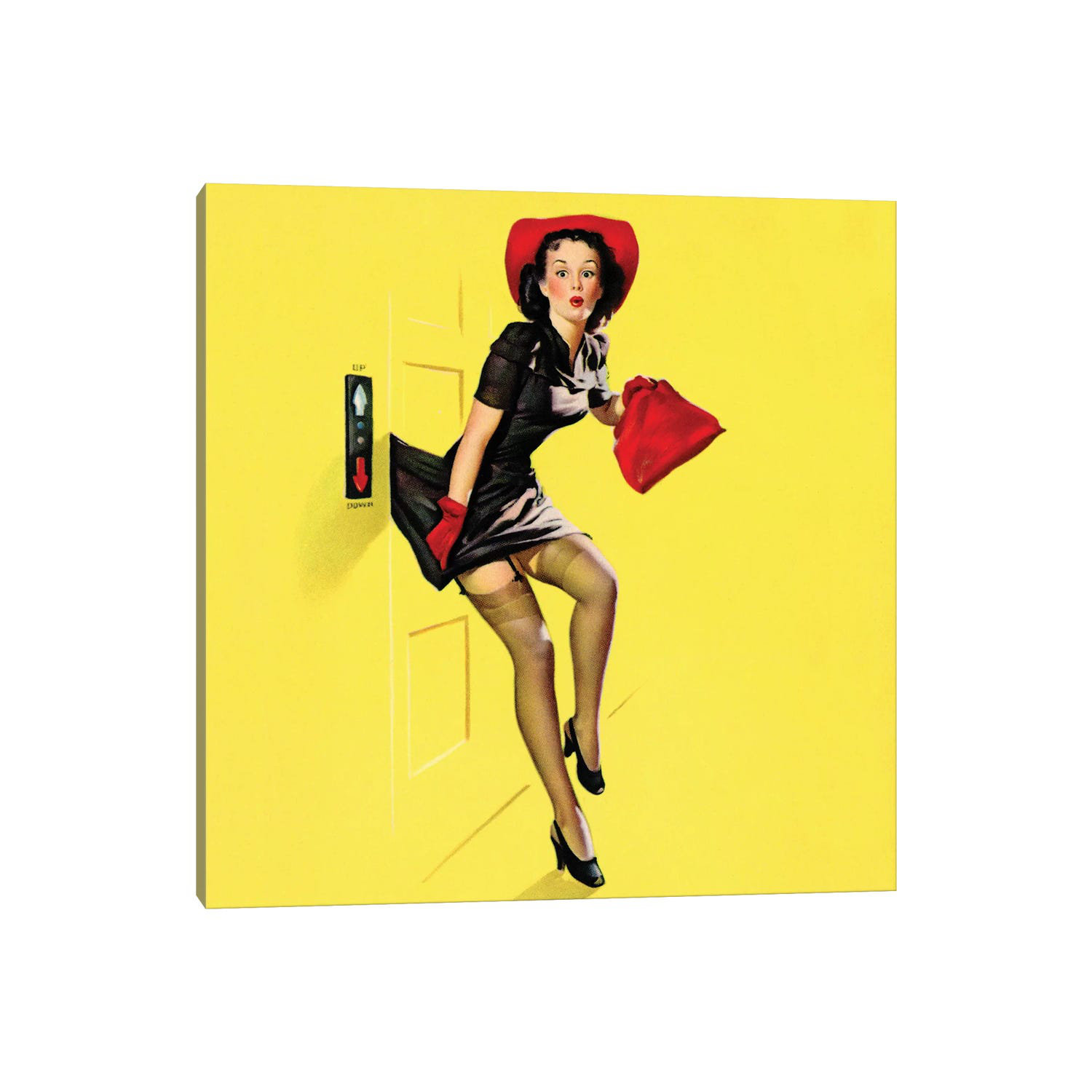 East Urban Home Going up Retro Pin-up Girl with Dress Caught in ...