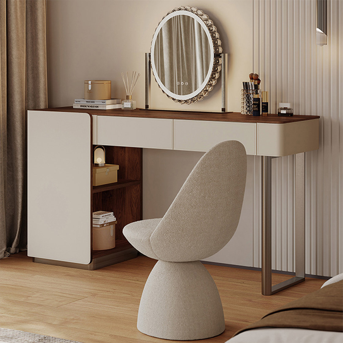Orren Ellis Makeup Vanity with Light mirror,2 drawers,1 chair - Wayfair ...