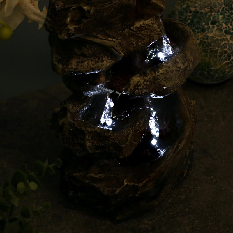 SunnyDaze Decor Rock and Log Tabletop Rustic Tabletop Fountain with ...