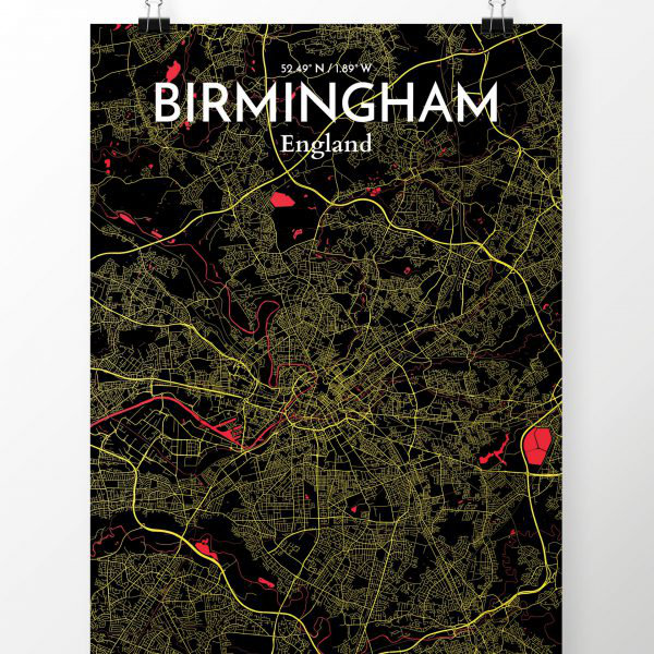 OurPoster.com 'Birmingham City Map' Graphic Art Print Poster in ...