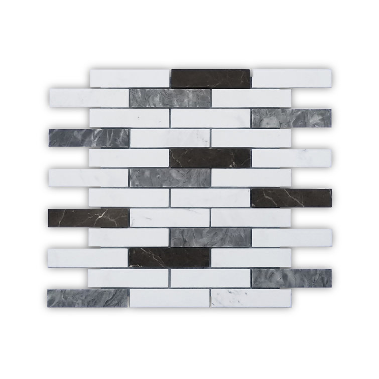 Mango Tile Twilight 12" x 12" Marble Mosaic Subway Wall & Floor Tile ...