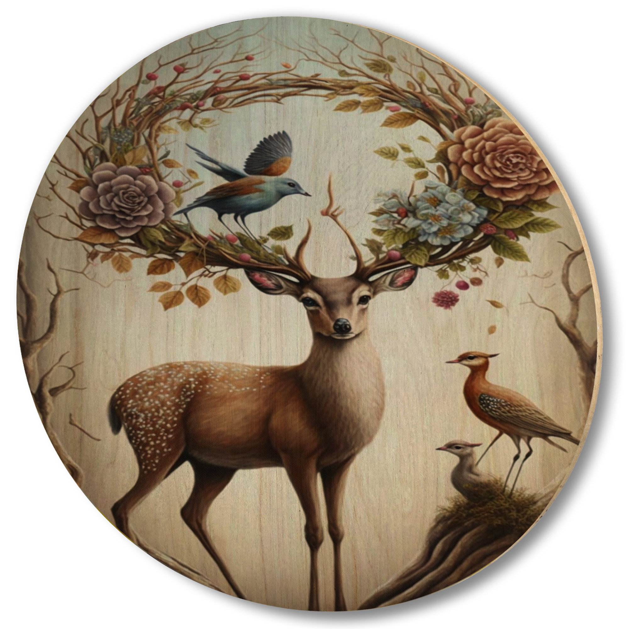Loon Peak® Deer With Blooming Antlers IV - Animals Wood Wall Art ...