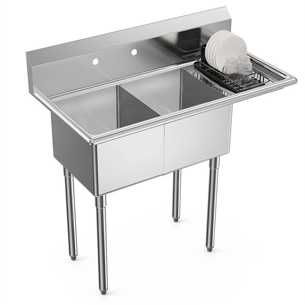 Winado 2 Compartment 304 Stainless Steel Sink With Right Side ...