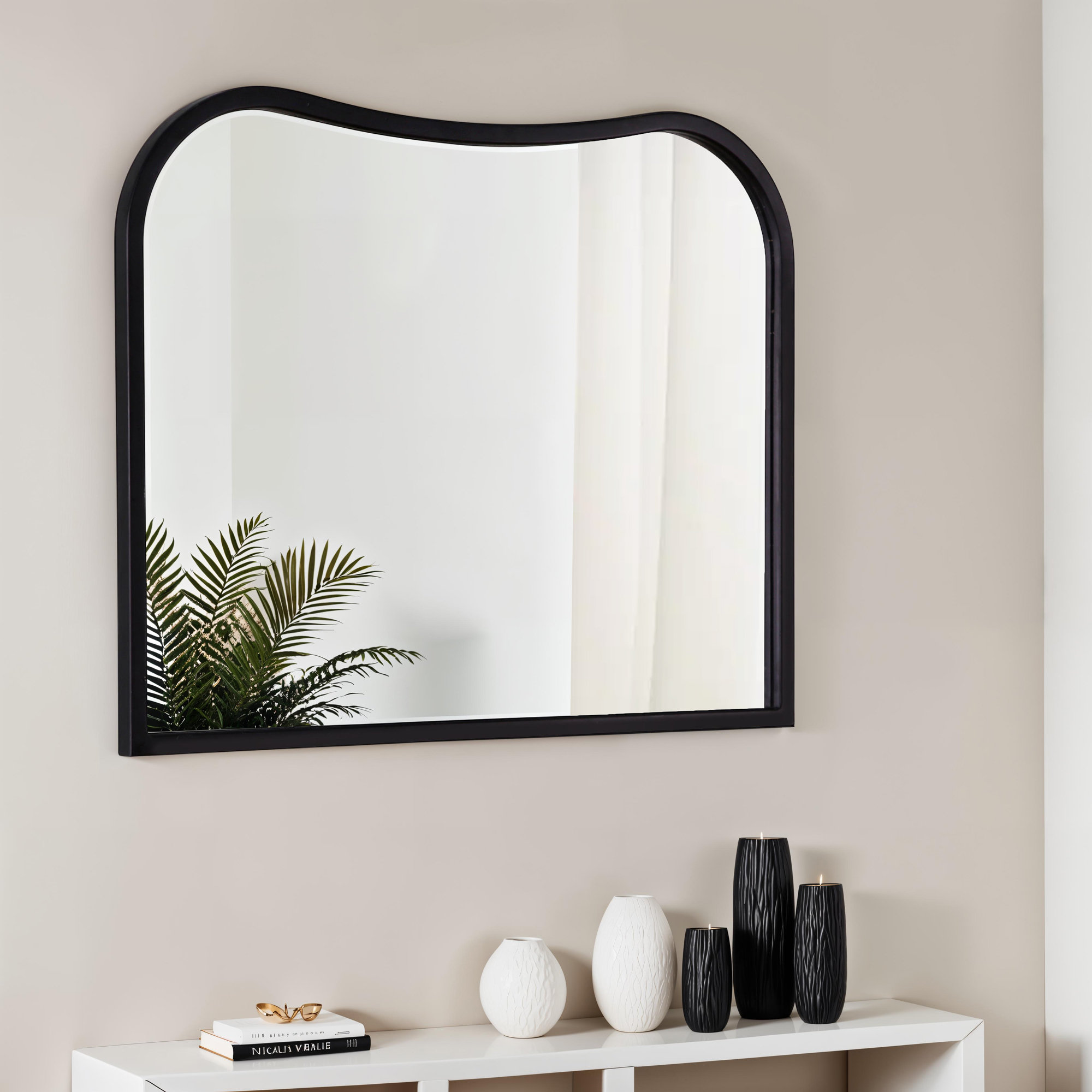Latitude Run Garda - Irregular Wall Mirror - Black - 80X65cm | Wayfair.co.uk
