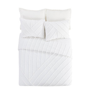 Laurel and Mayfair White 100% Cotton 3 Piece Comforter Set & Reviews ...