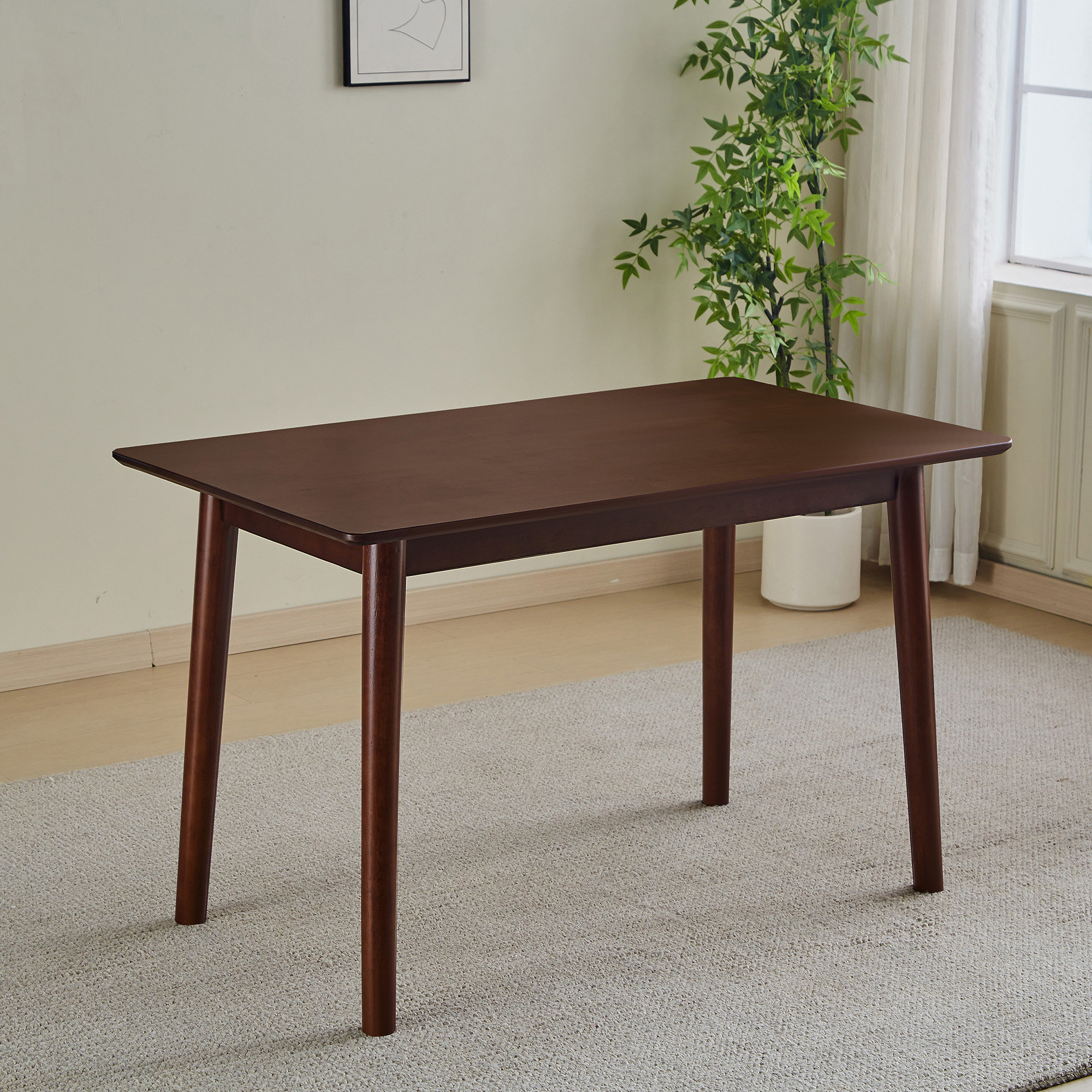 George Oliver 47-Inch Dining Table Black Solid Wood Kitchen Table ...