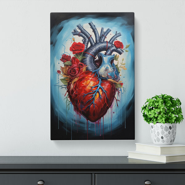 Happy Larry Anatomical Heart Hard Edge Painting | Wayfair.co.uk