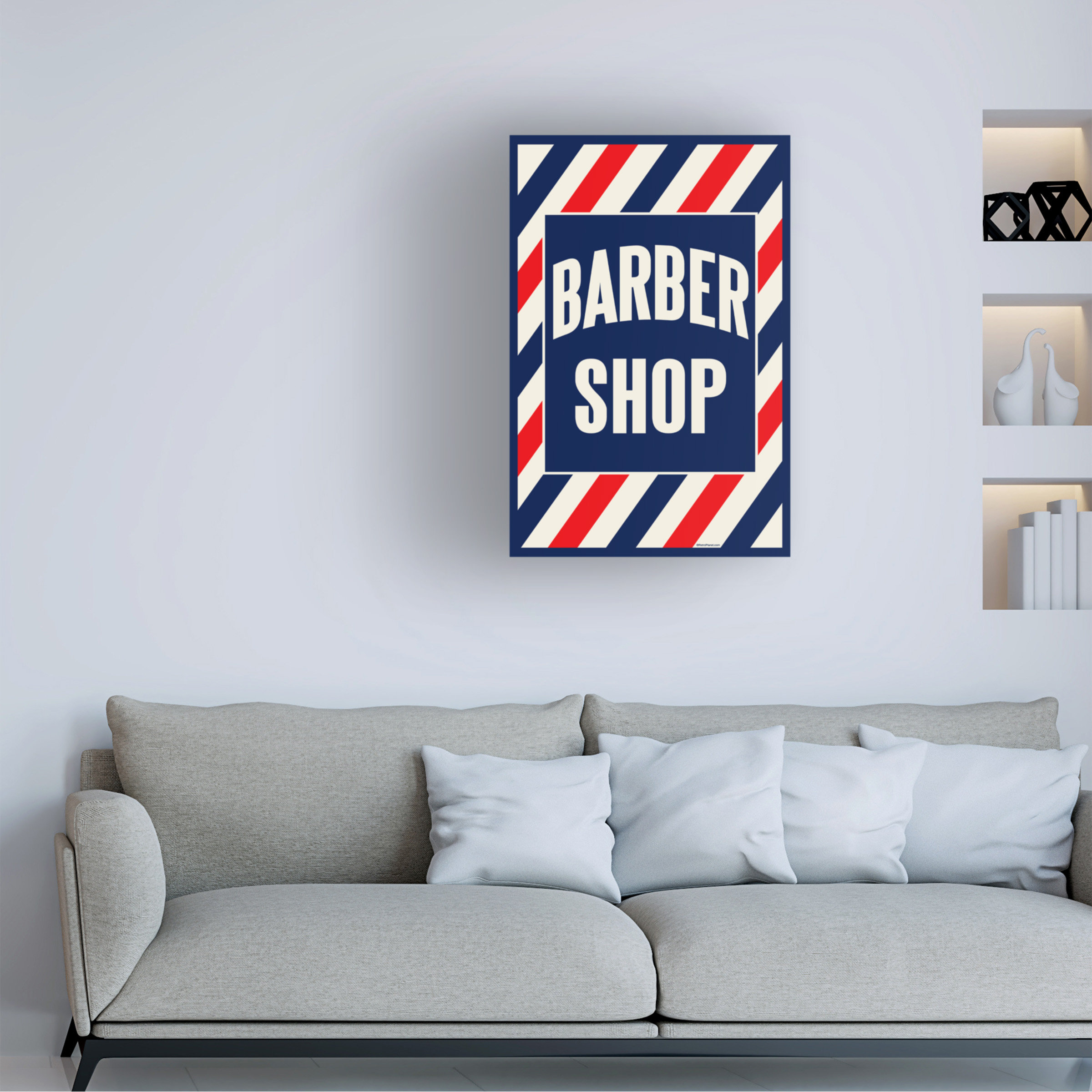 Trinx Barber Shop Stripes On Canvas by RetroPlanet Textual Art | Wayfair
