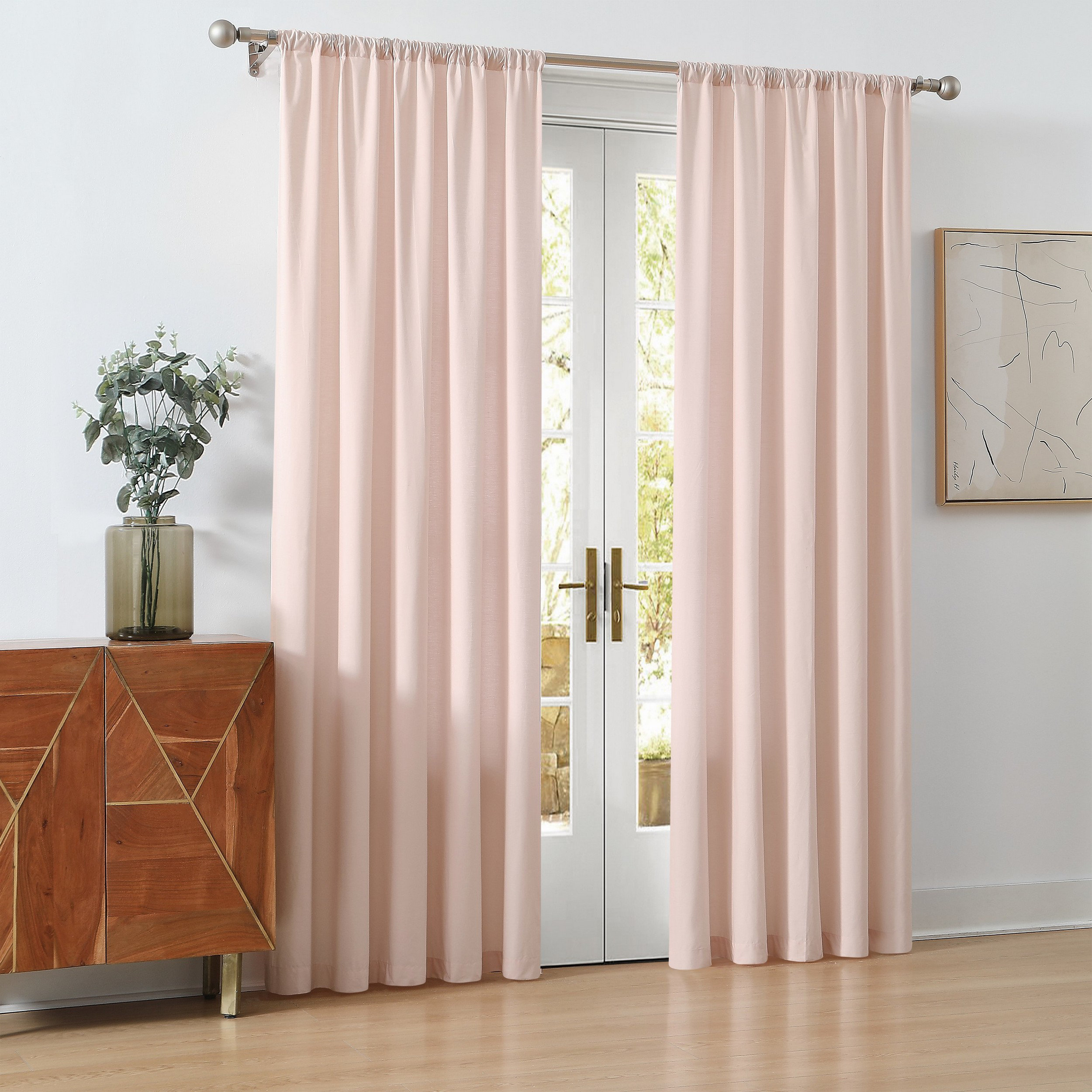 Cannon Solid Cotton Percale Window Curtain Pair & Reviews | Wayfair