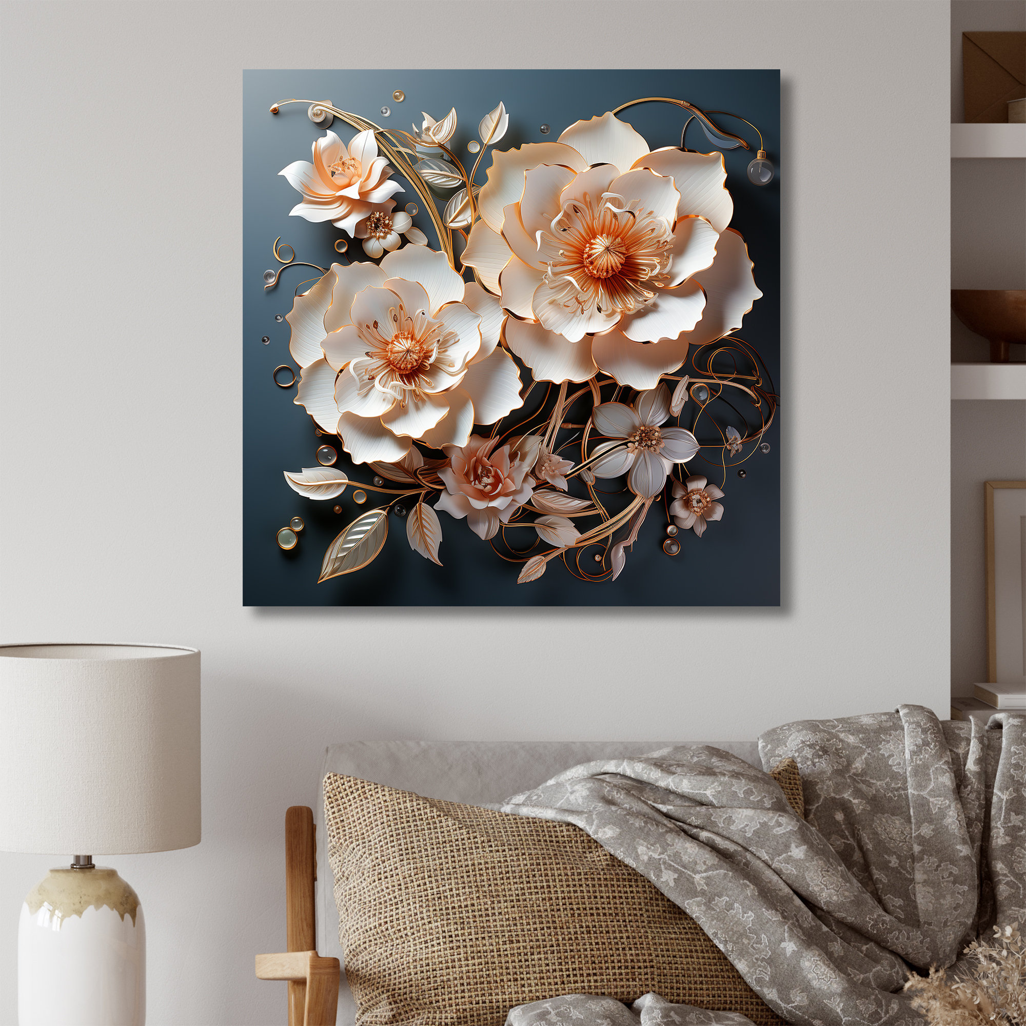 Winston Porter Modern White Roses Transparent Romance On Canvas Print ...