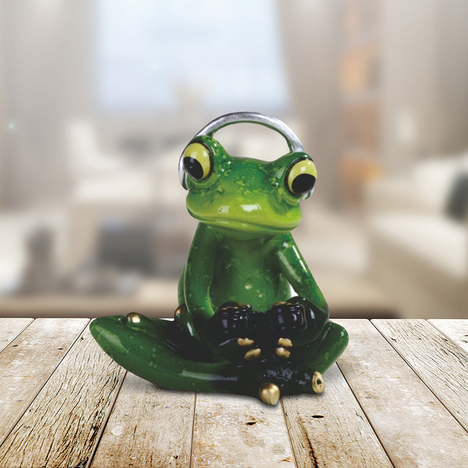 Trinx Jeltsin 3"H Frog Playing Game with Headset Figurine Unique Gifts ...