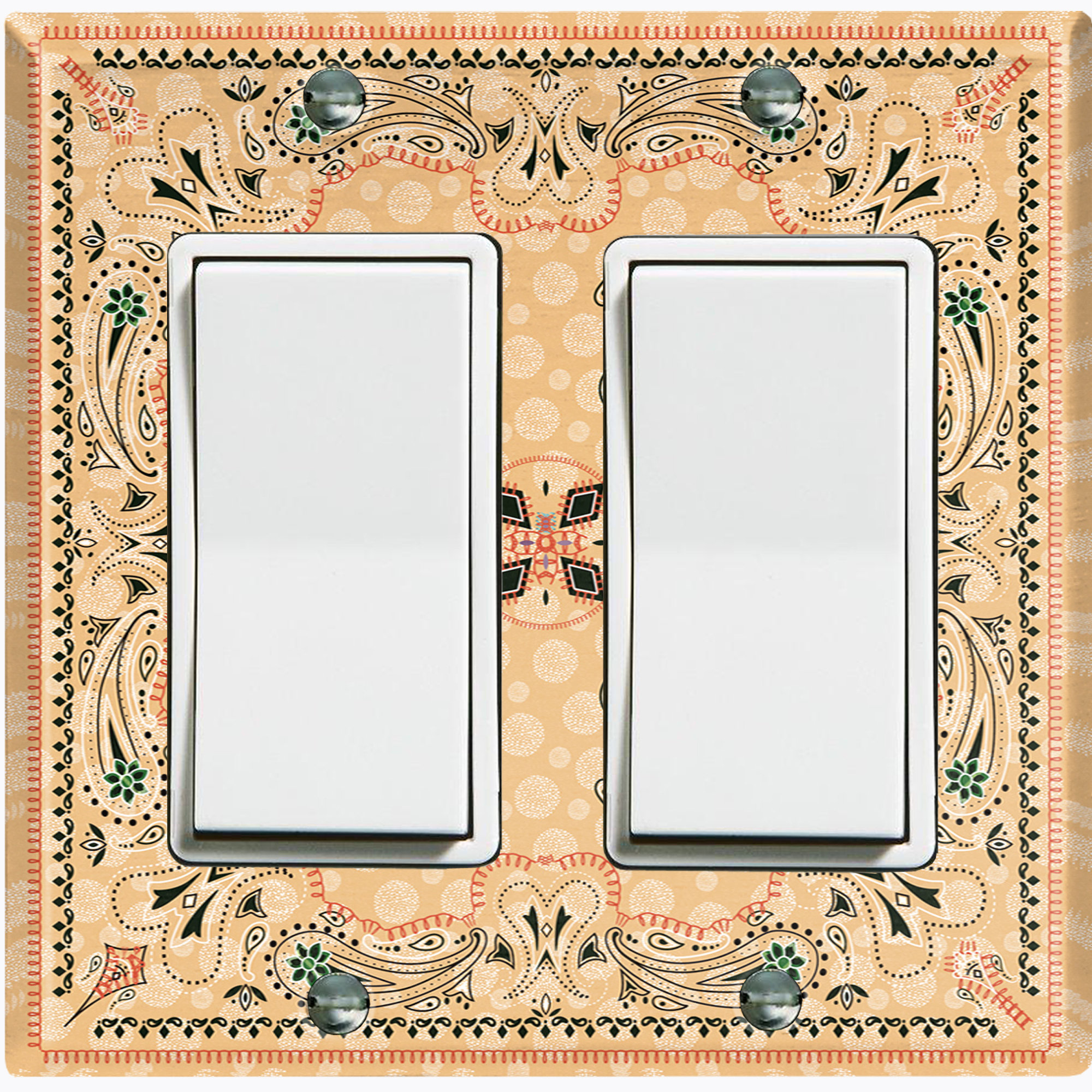 WorldAcc Metal Light Switch Plate Outlet Cover (Tan Paisley Bandana ...