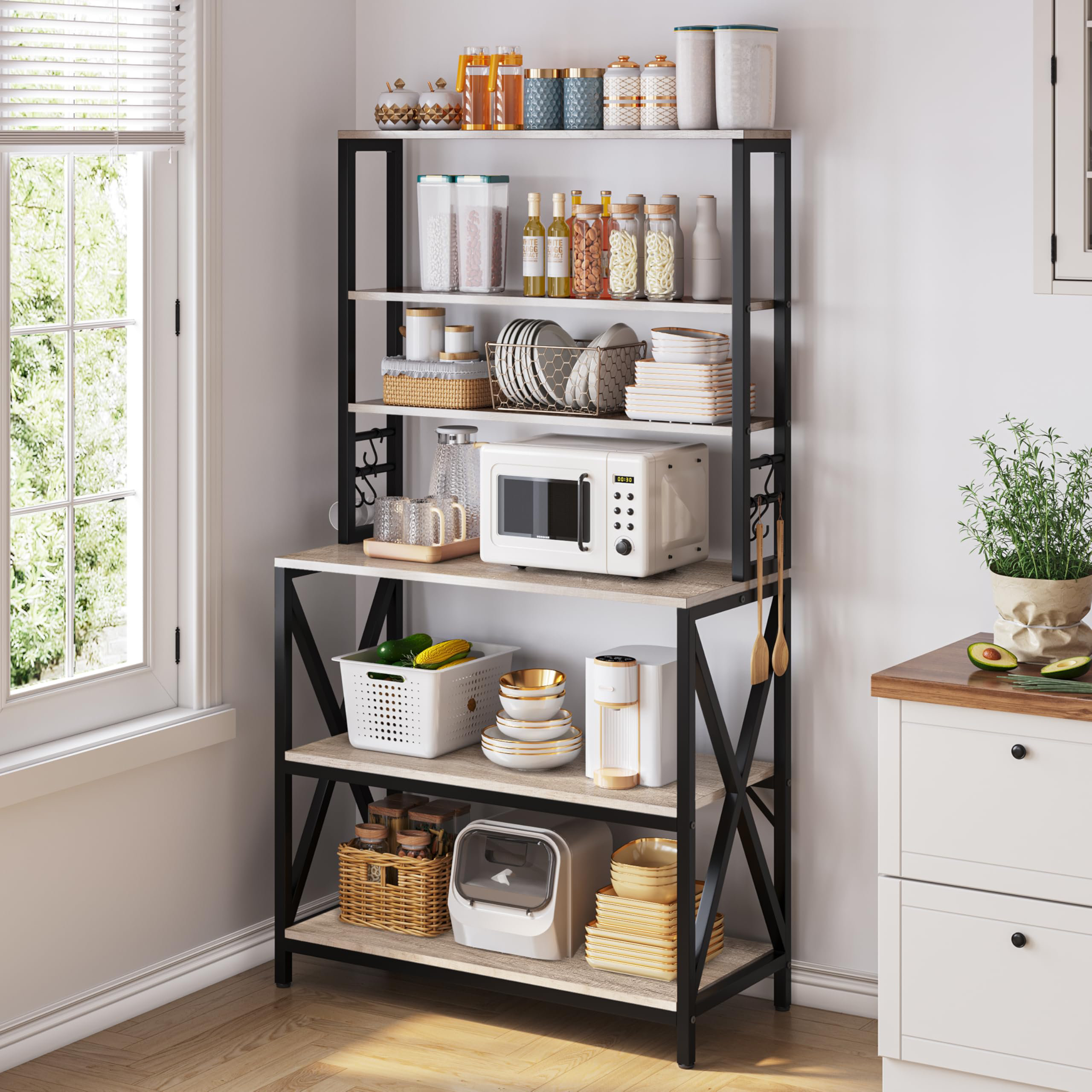 17 Stories 32" 6-Tier Farmhouse Kitchen Bakers Rack, For Small Spaces ...