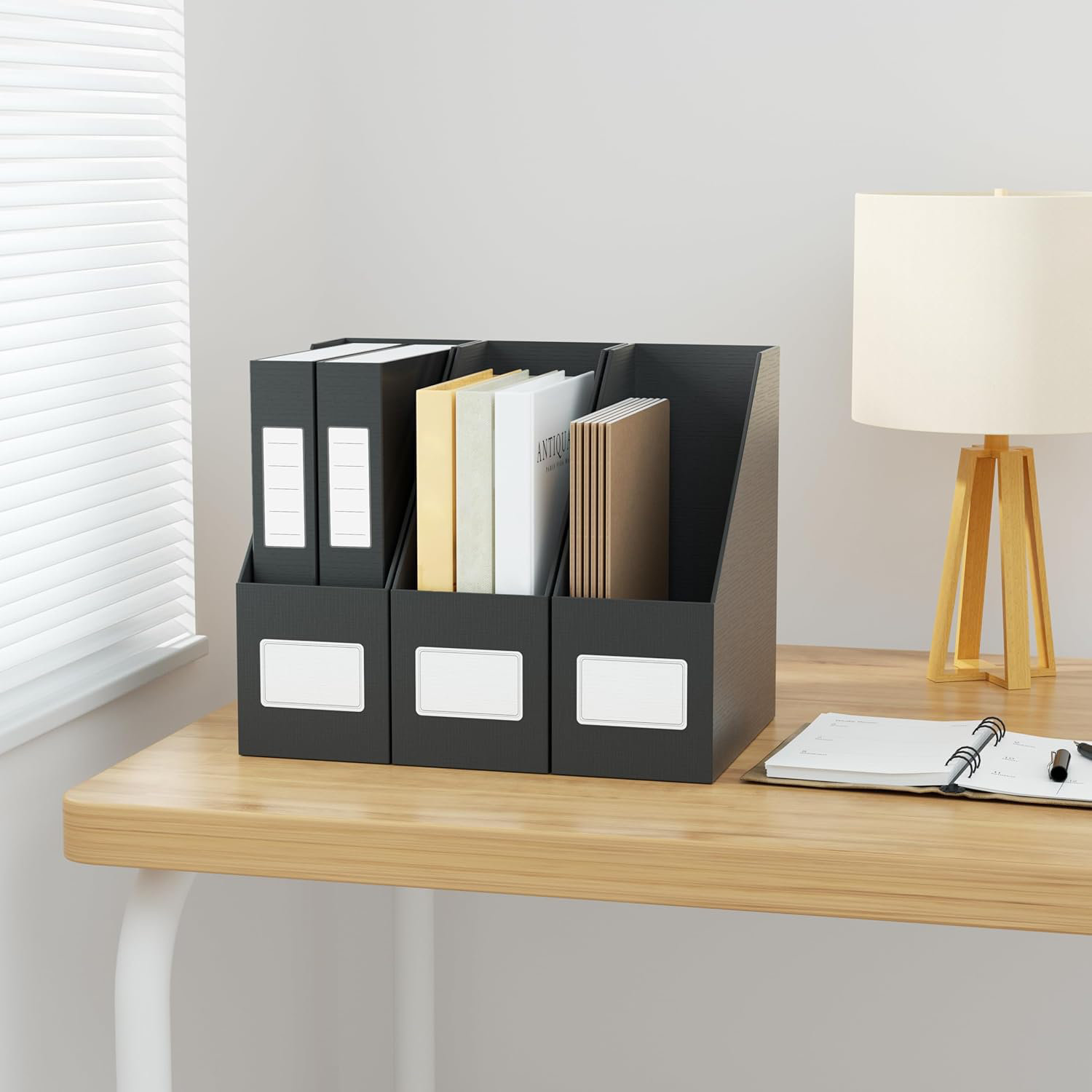 Inbox Zero Black Magazine File Holders, 3 Packs Sturdy Cardboard File ...
