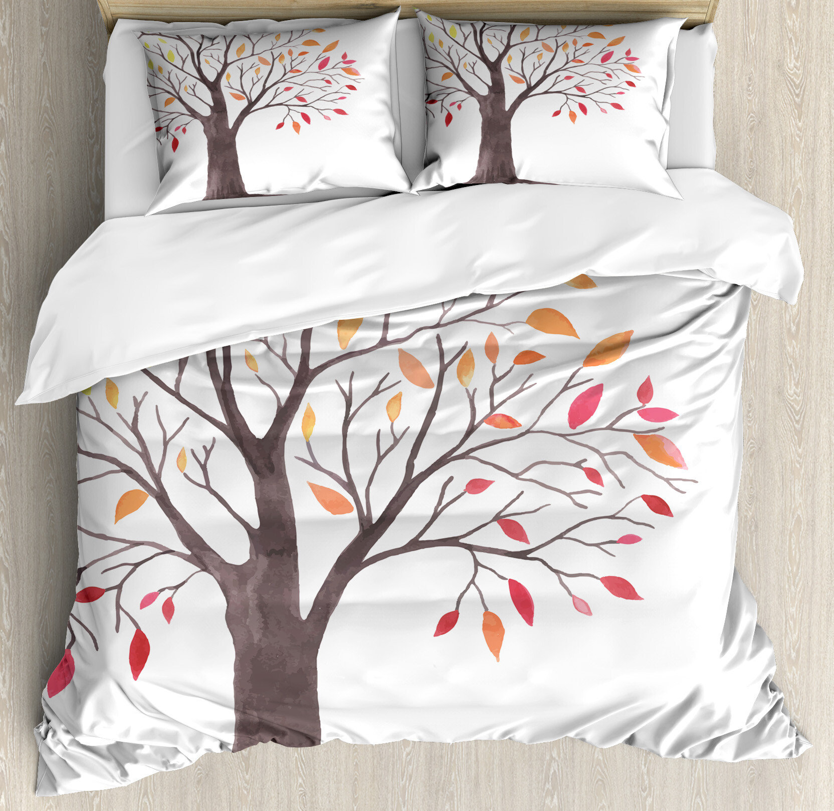Ambesonne Nature Duvet Cover Set, Forest Trees with Leaves, Calking ...