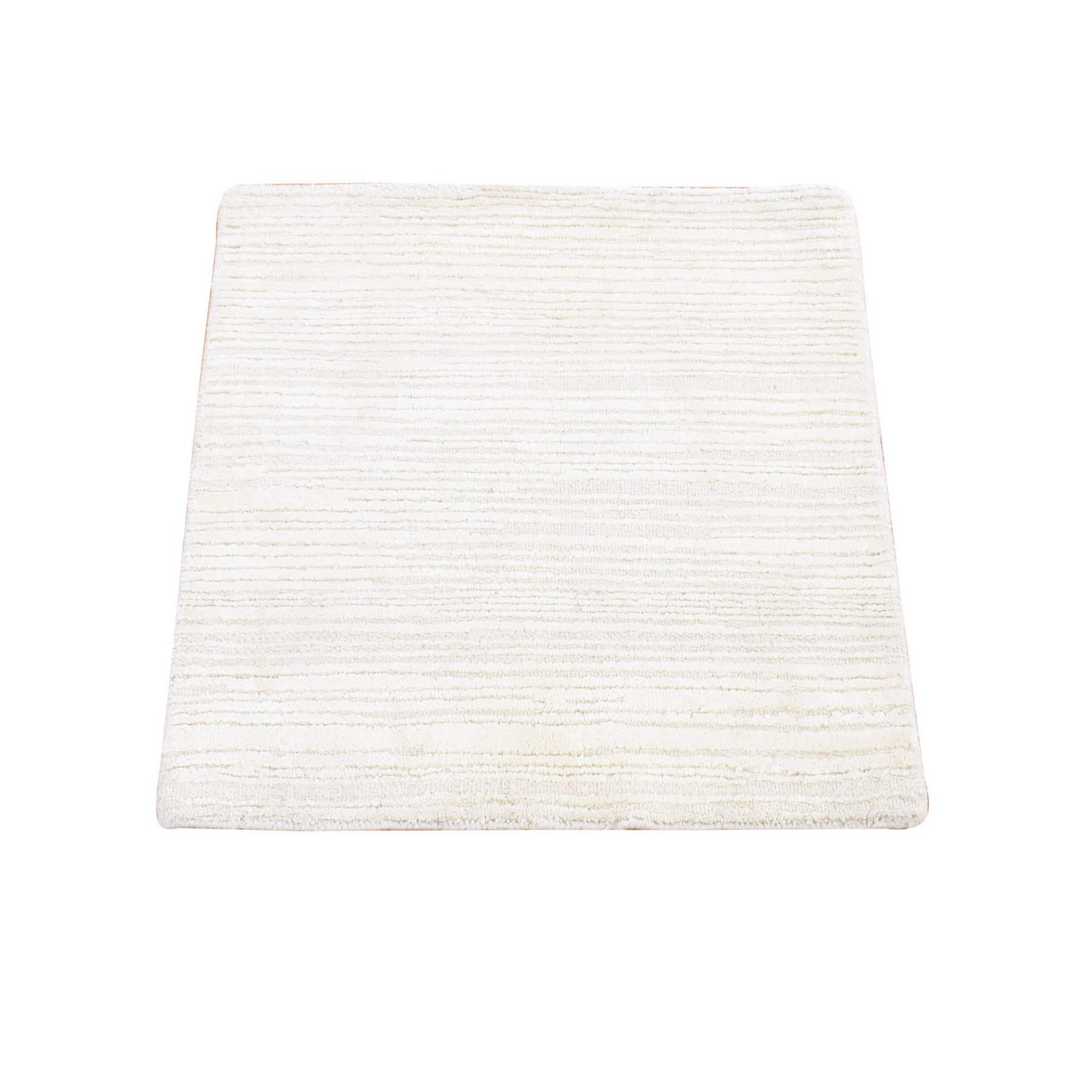 Isabelline 2''1"X2''1" Ivory, Modern, Stripe Design, Cut And Loop Pile ...