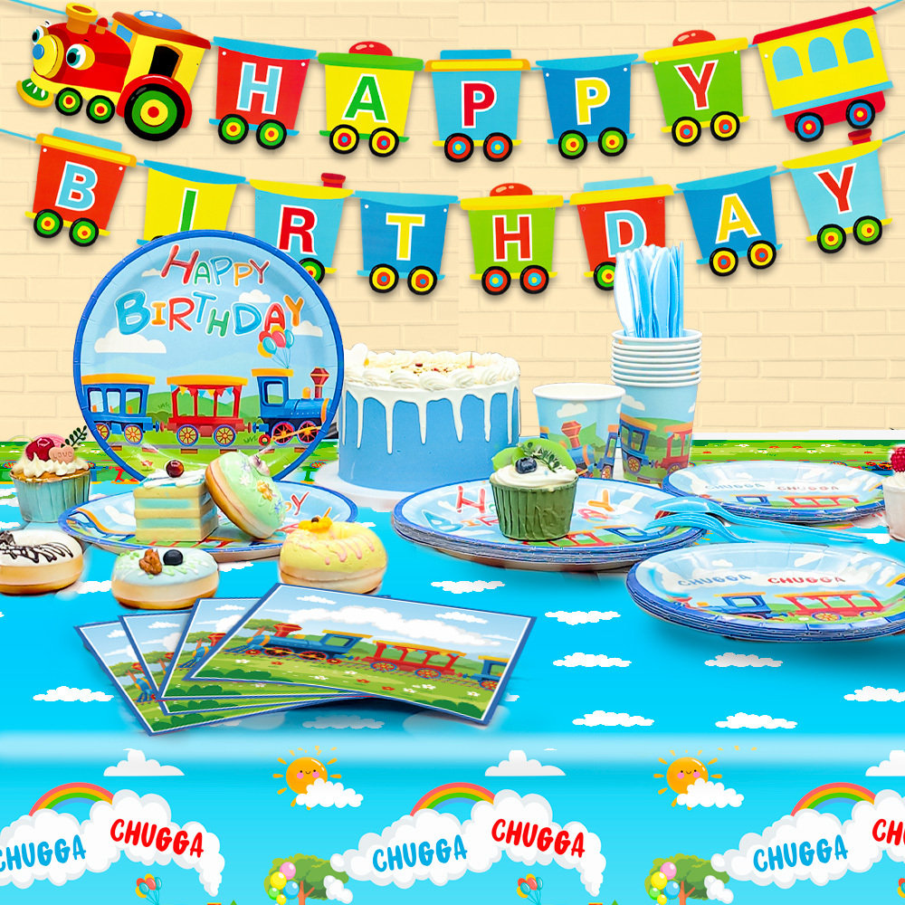 The Holiday Aisle® Train Birthday Party Supplies,128pcs Train Party ...