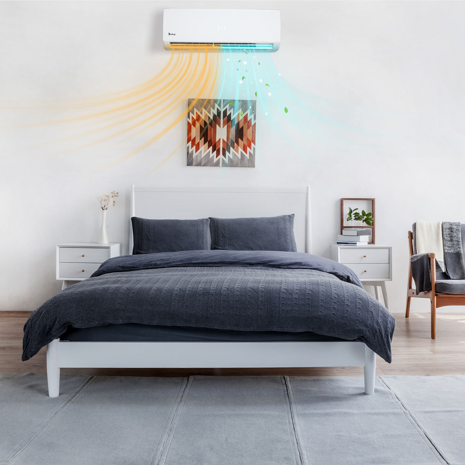 Winado 2-Zone 27000BTU Ductless Mini Split Air Conditioner (12000BTU ...