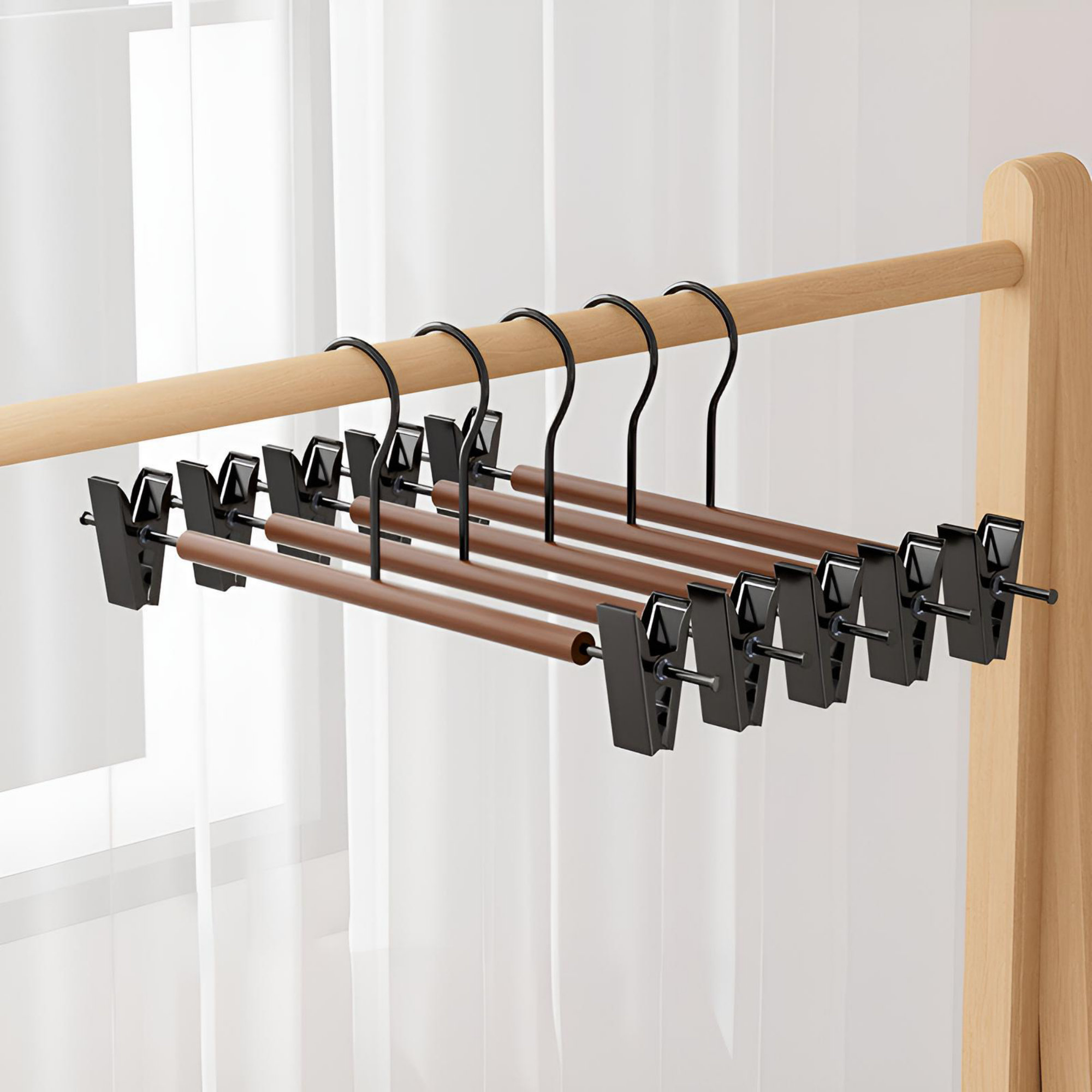 Rebrilliant Premium Beechwood Pant Hangers - Scandinavian Iron Clip ...