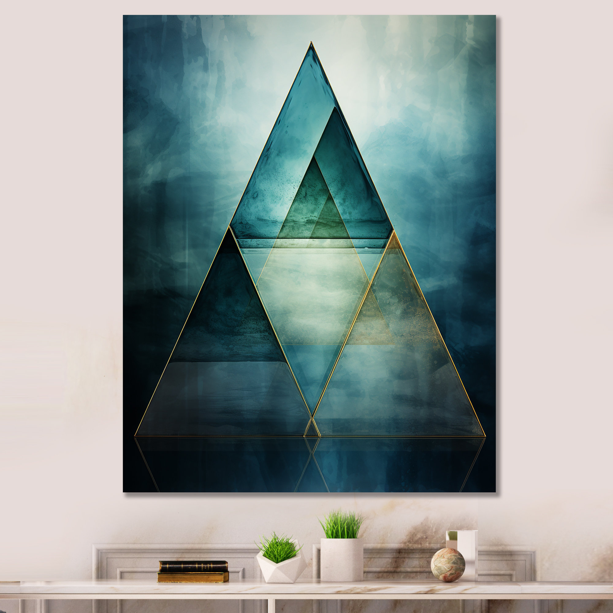 Brayden Studio® Emerald Blue Pyramid Shapes I | Wayfair