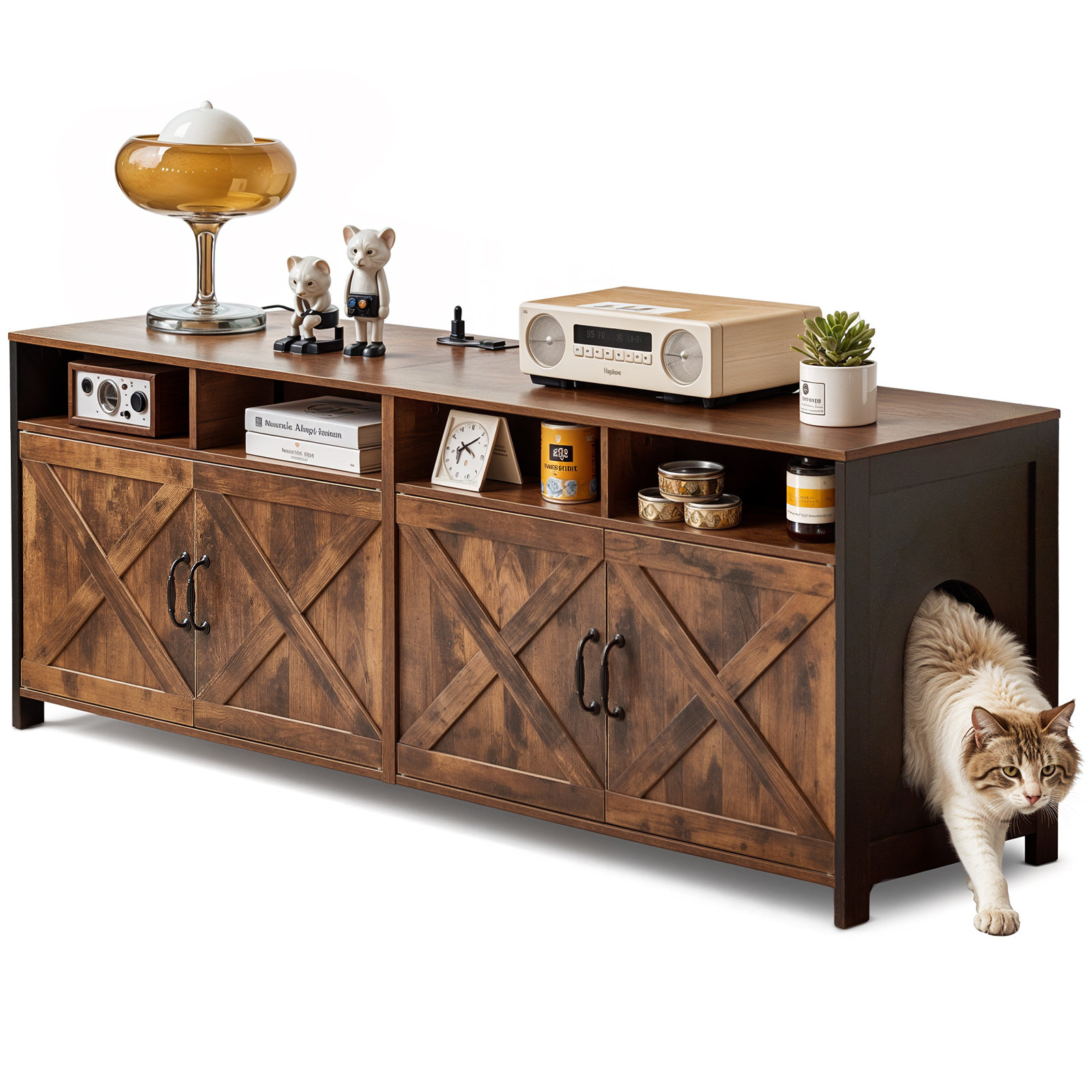 Tucker Murphy Pet™ 63"W TV Stand Furniture & Hidden Litter Box ...