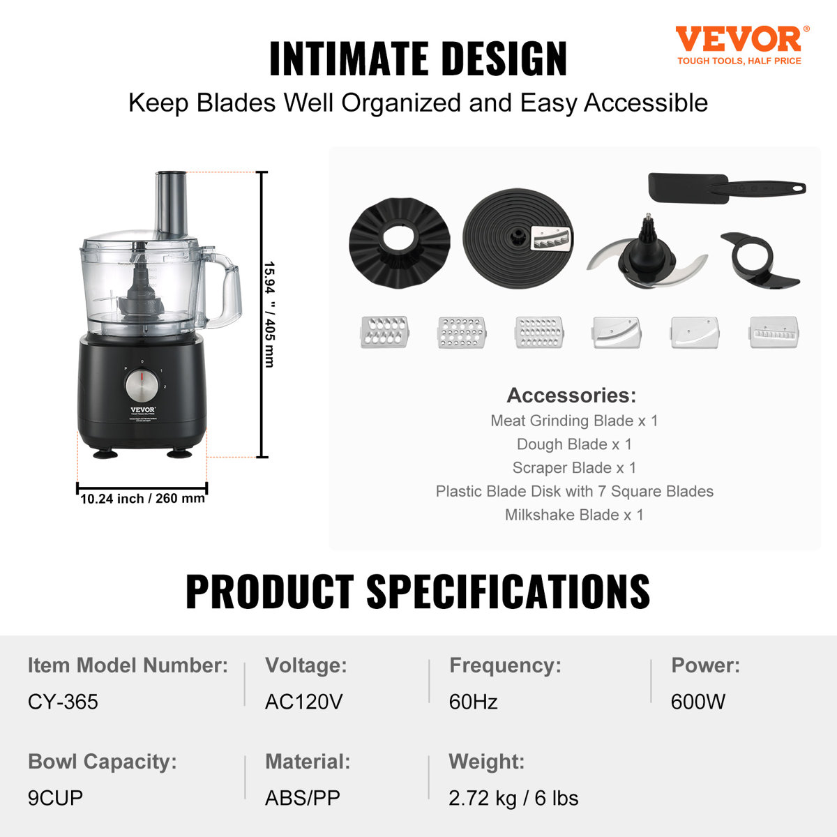 VEVOR 9-Cup 600W Food Processor | Wayfair
