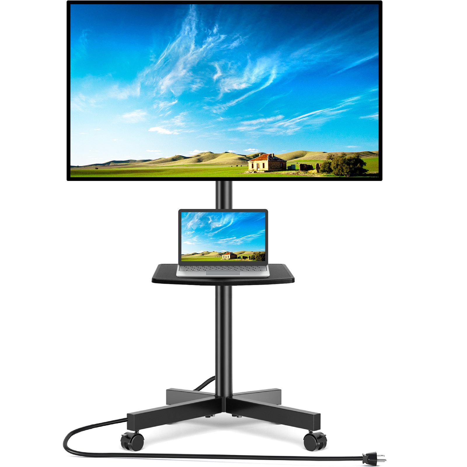 Symple Stuff Aeshia Mobile TV Cart with Power Outlet for 23-60 Inch LCD ...