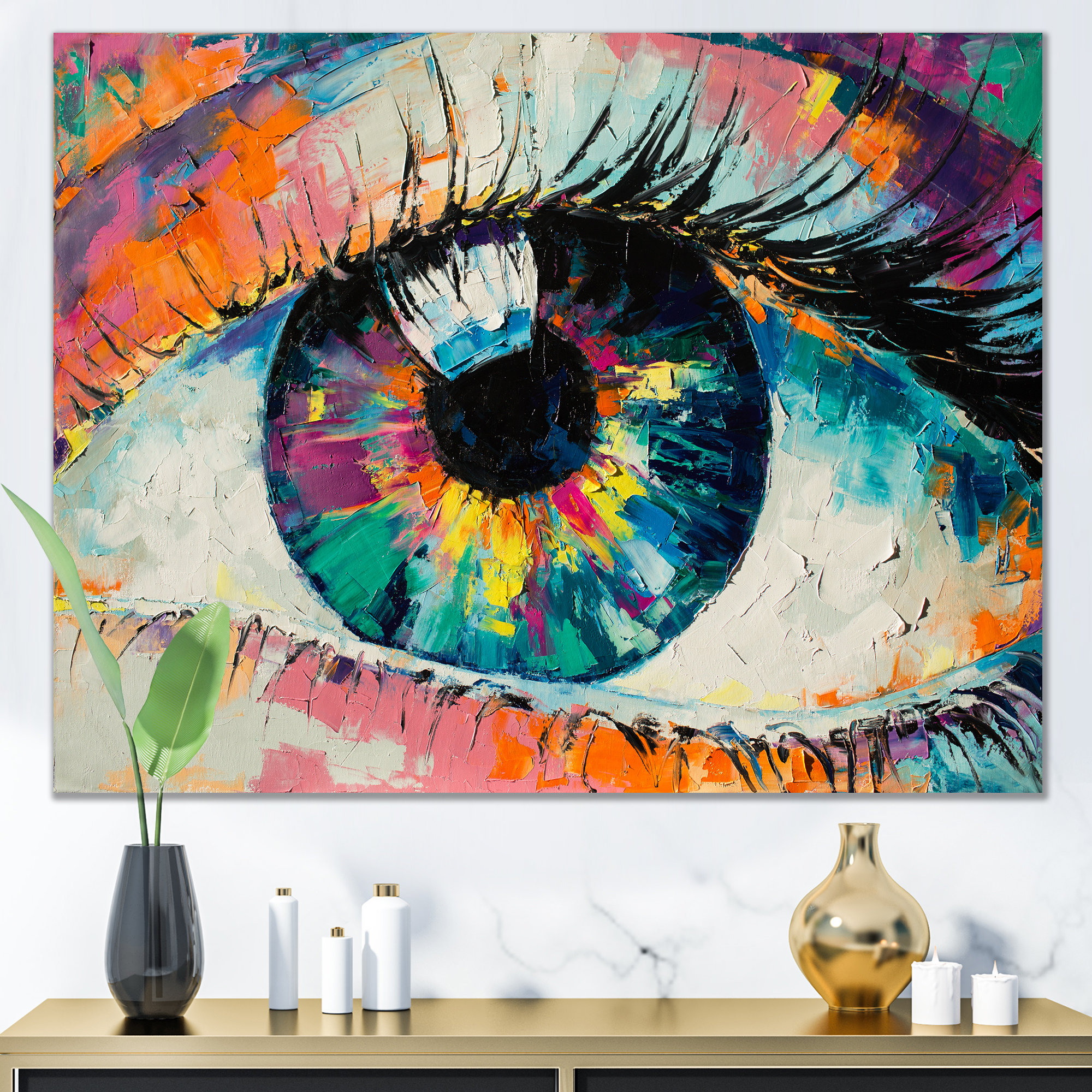 Wrought Studio™ Colorful Turquoise Woman Eye Art - Modern Canvas ...
