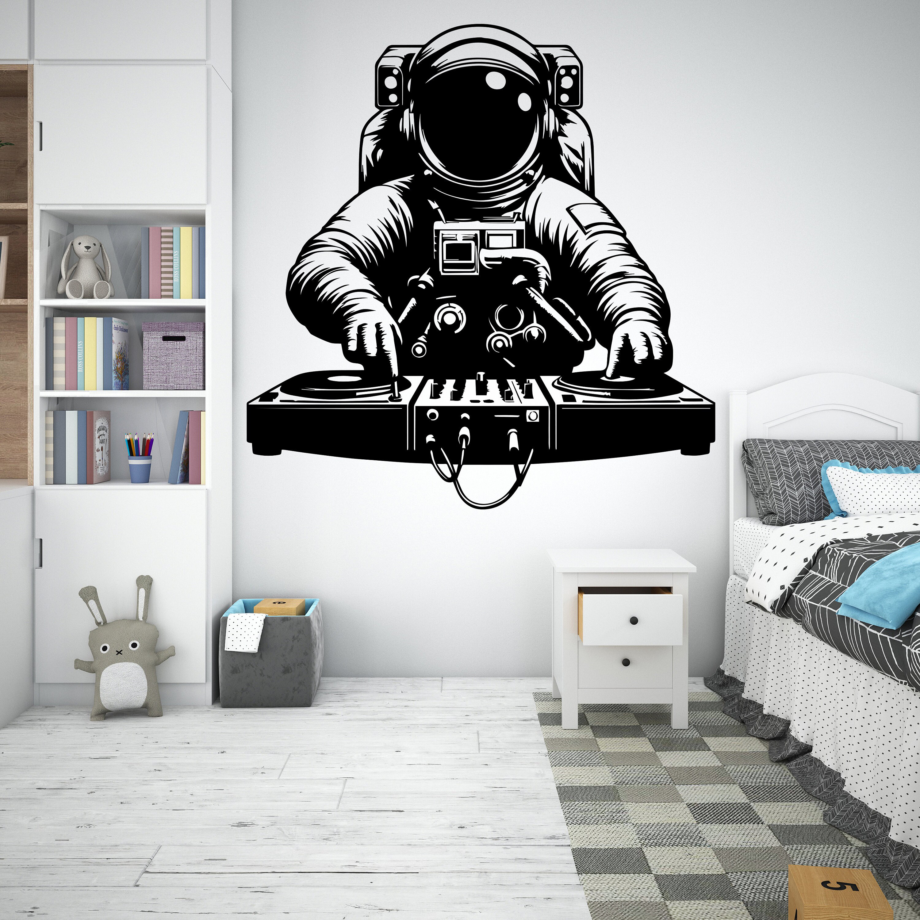 Stickalz Astronaut Dj Playing Music Wall Decor, Astronaut Wall Decals Stars, Space | Wayfair