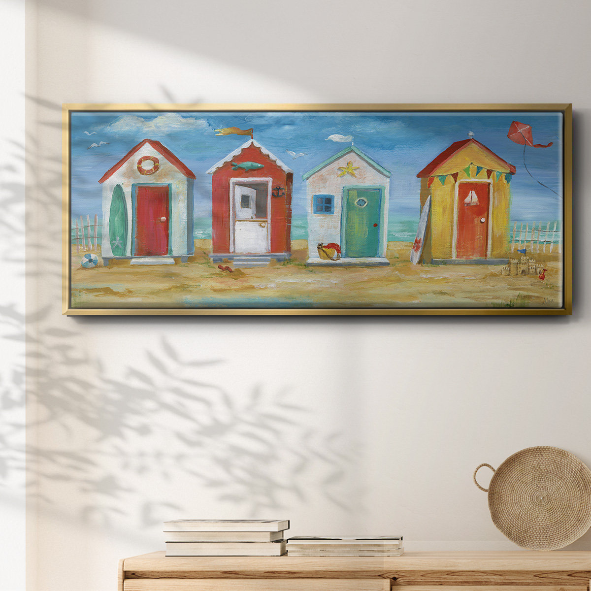 Red Barrel Studio Bright Beach Huts- Framed Canvas - Wayfair Canada