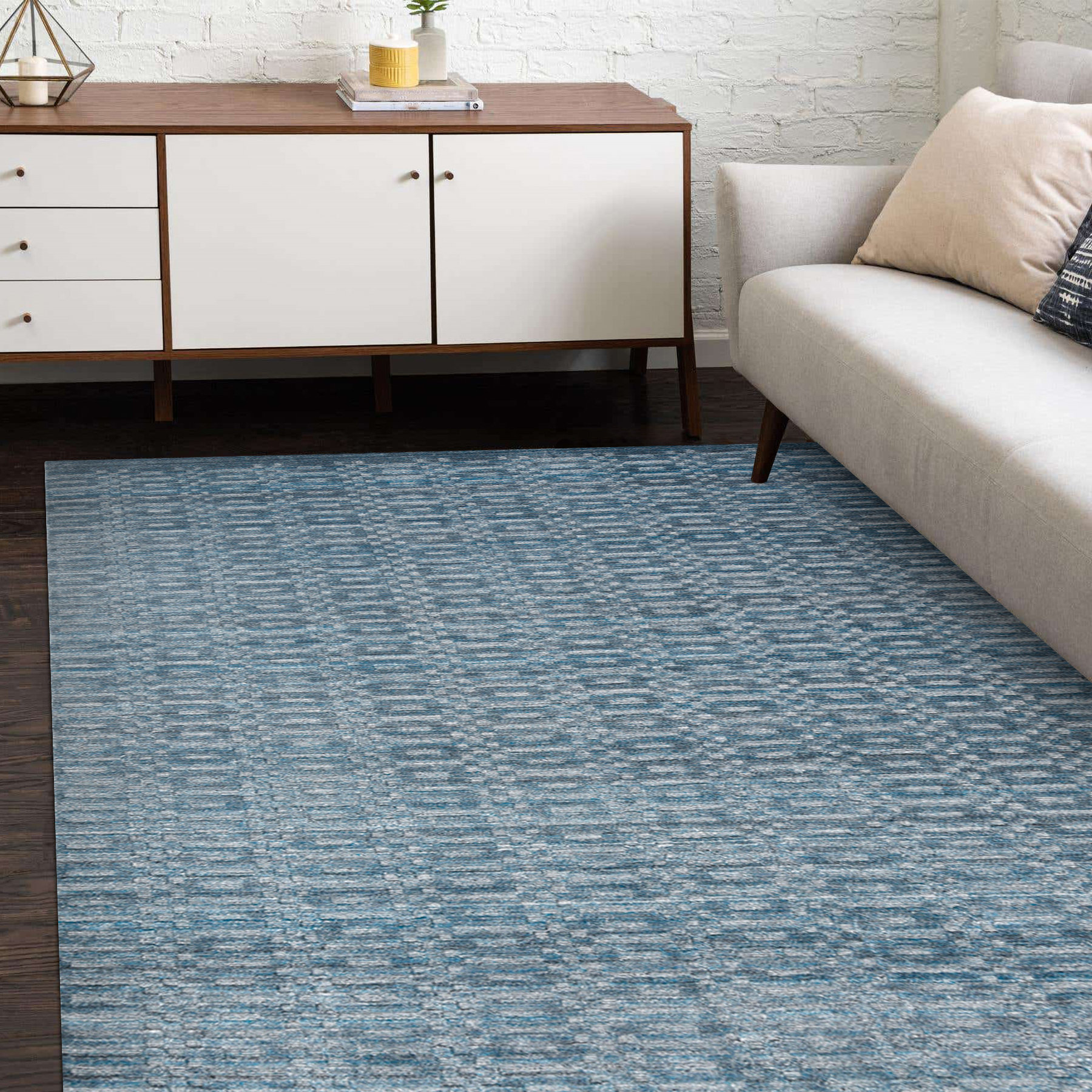 Wade Logan® Arroe Handmade Hand Loomed Blue Rug | Wayfair