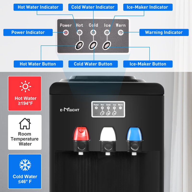 ACEM Black Free Standing Top Loading Electric Water Dispenser | Wayfair
