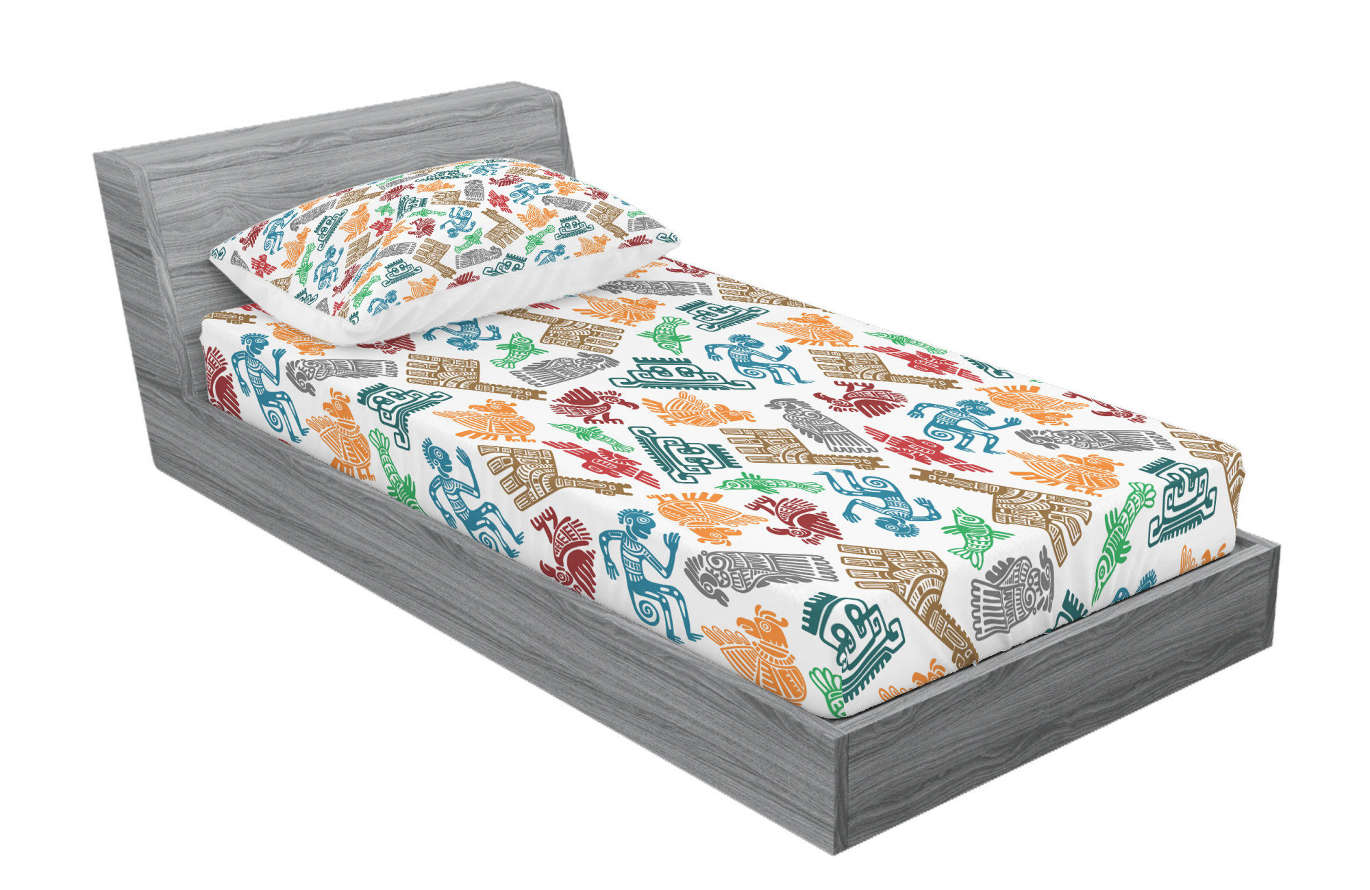 Ambesonne Mayan and Aztec Primitive with Shaman and Lamas Sheet Set ...