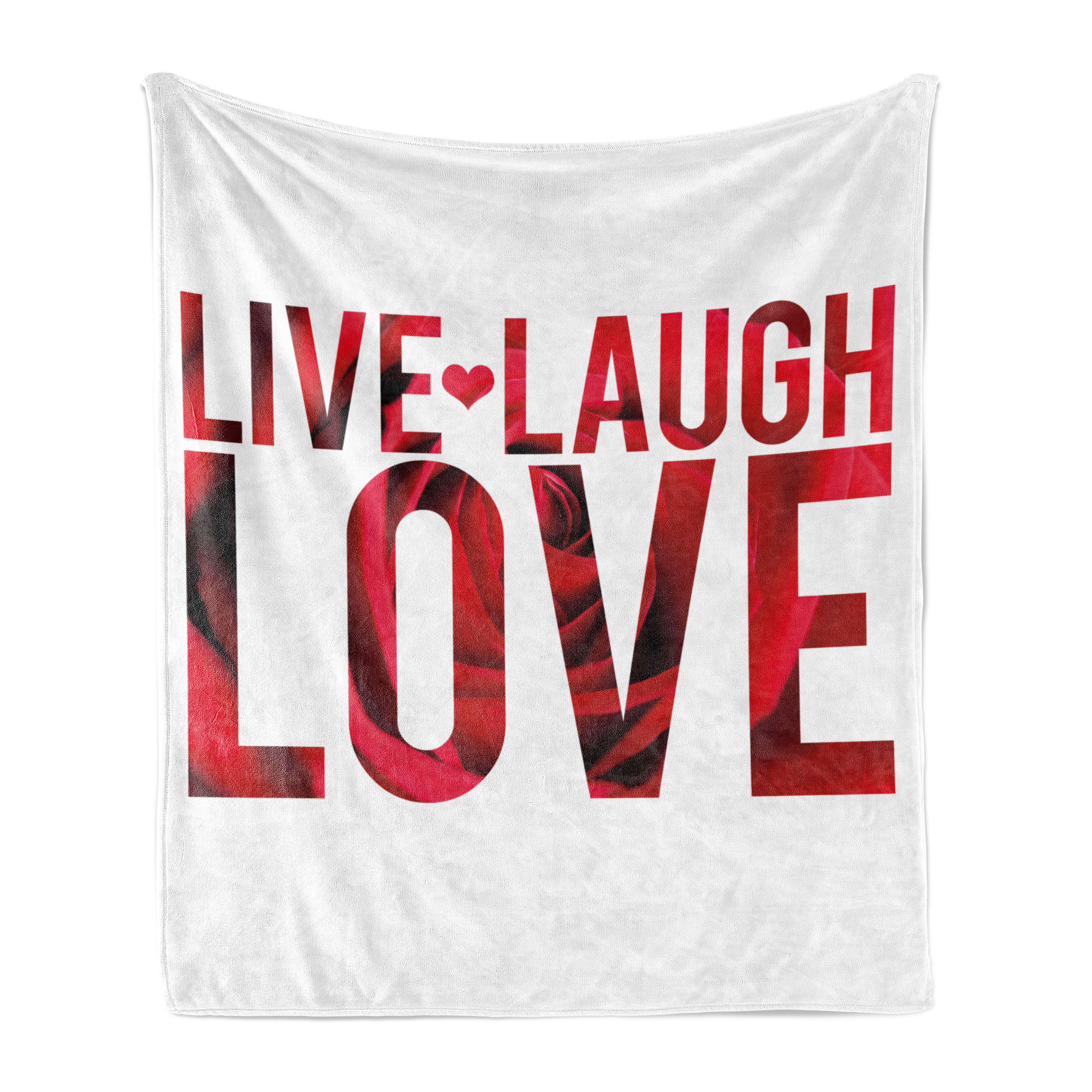 Ambesonne Live Laugh Love Fleece Throw Blanket Rose Petals Print Hot ...