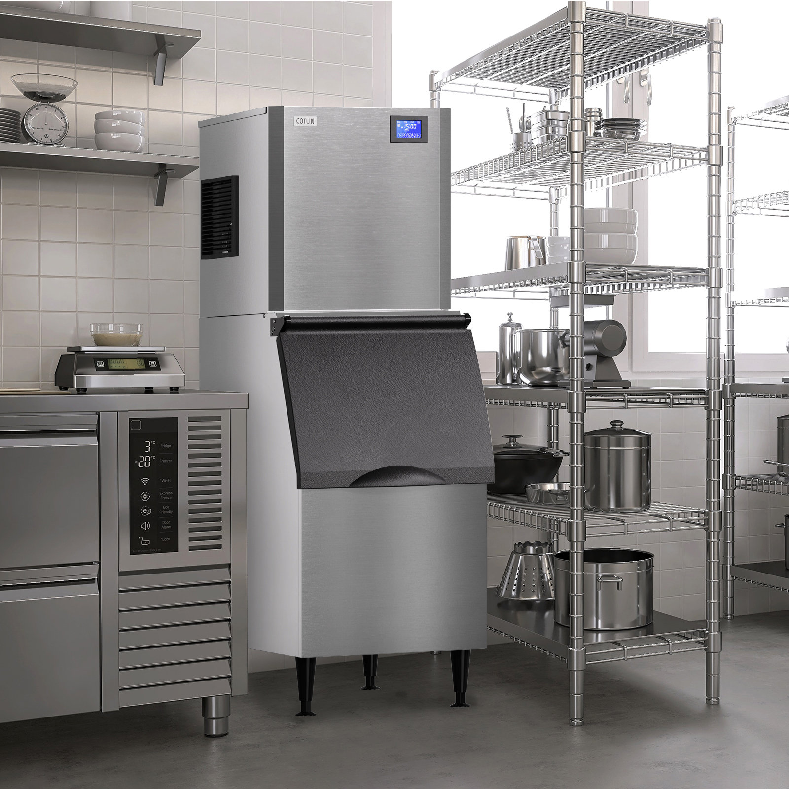 COTLIN 23" 600lbs/24H Secop Compressor Air Cooled Stainless Steel ...