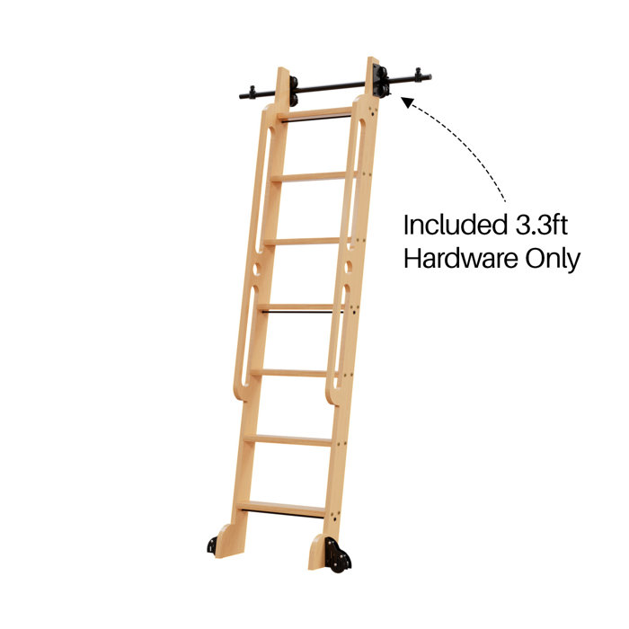 WFX Utility™ 7 - Step Wood Rolling Ladder | Wayfair