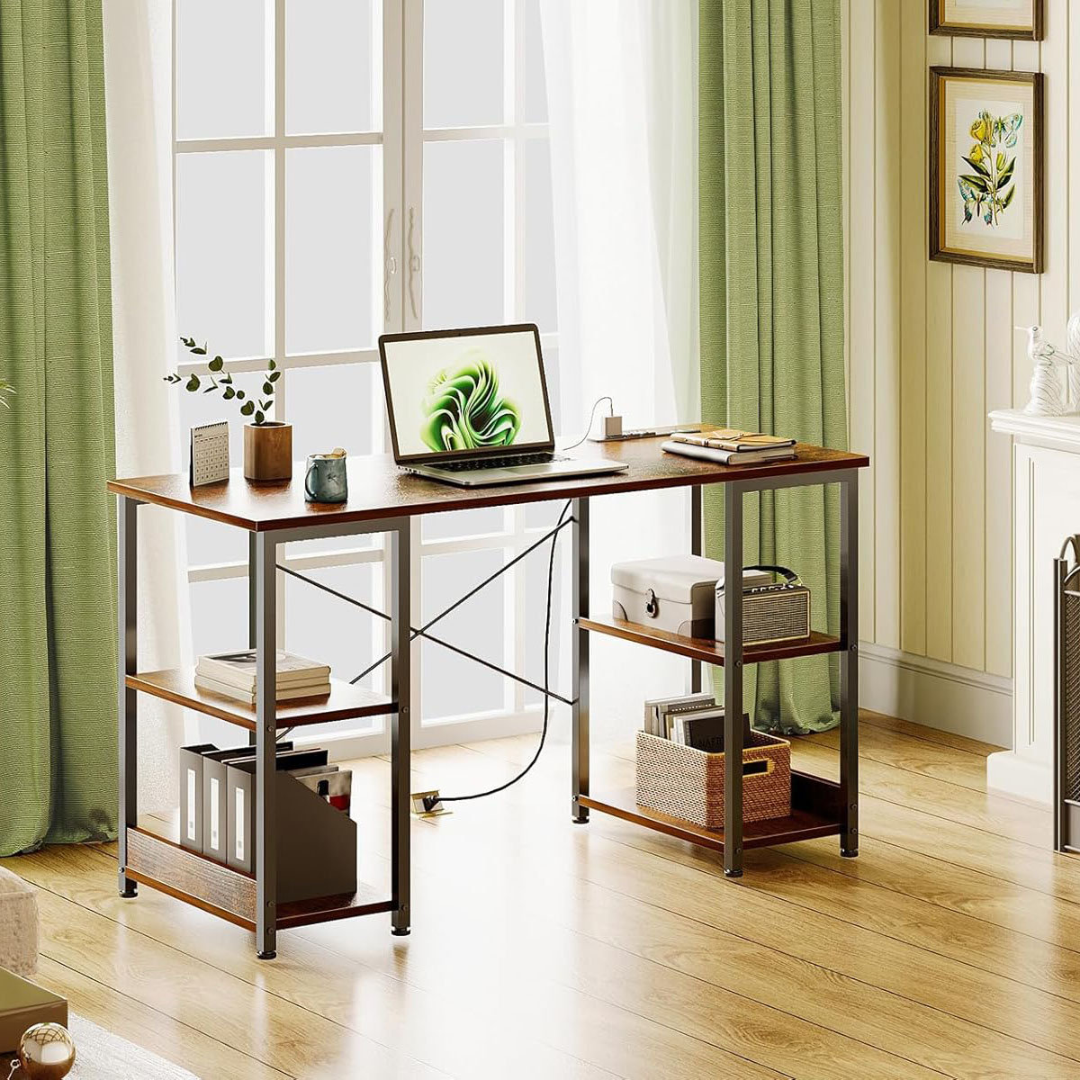 Inbox Zero 40 Inch Small Computer Desk With Power Outlets & USB ...