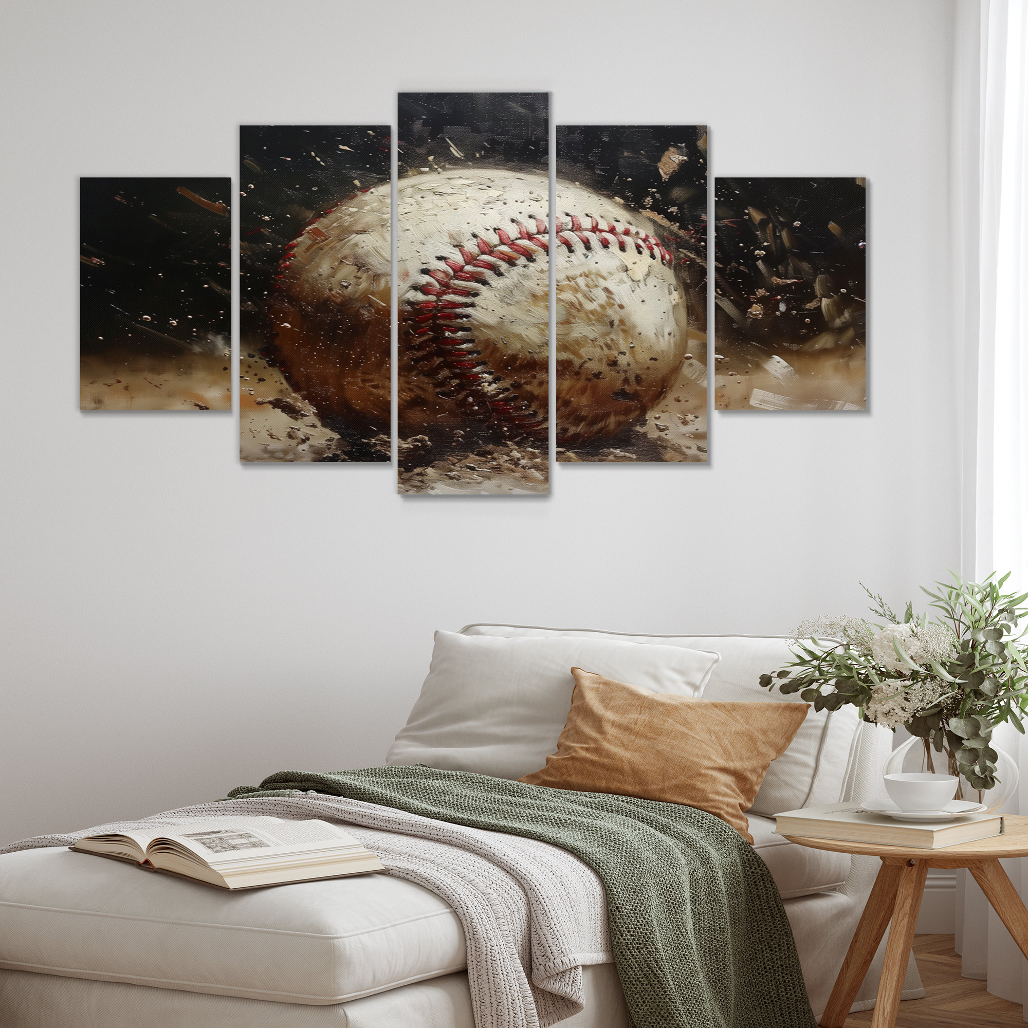 Grovelane Baseball Close Up Home Run - Sport Baseball Canvas Art Set ...